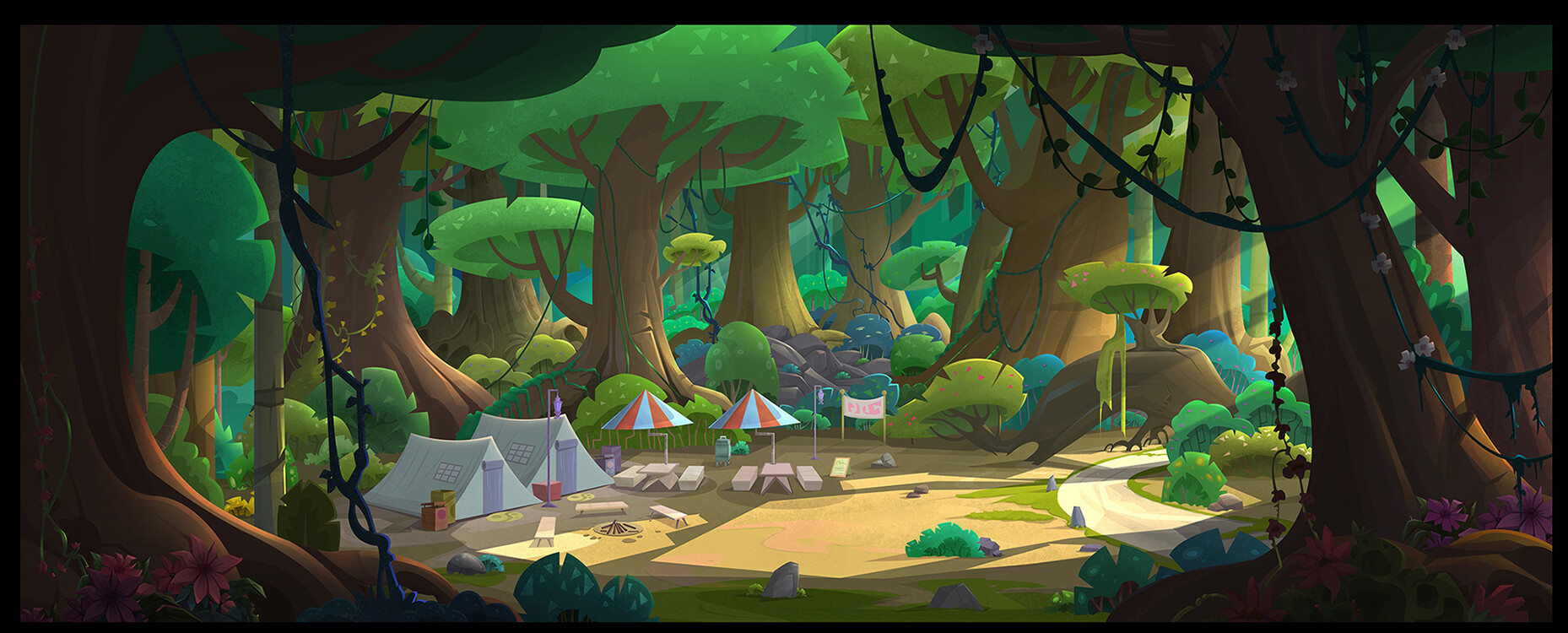 2d animation forest background