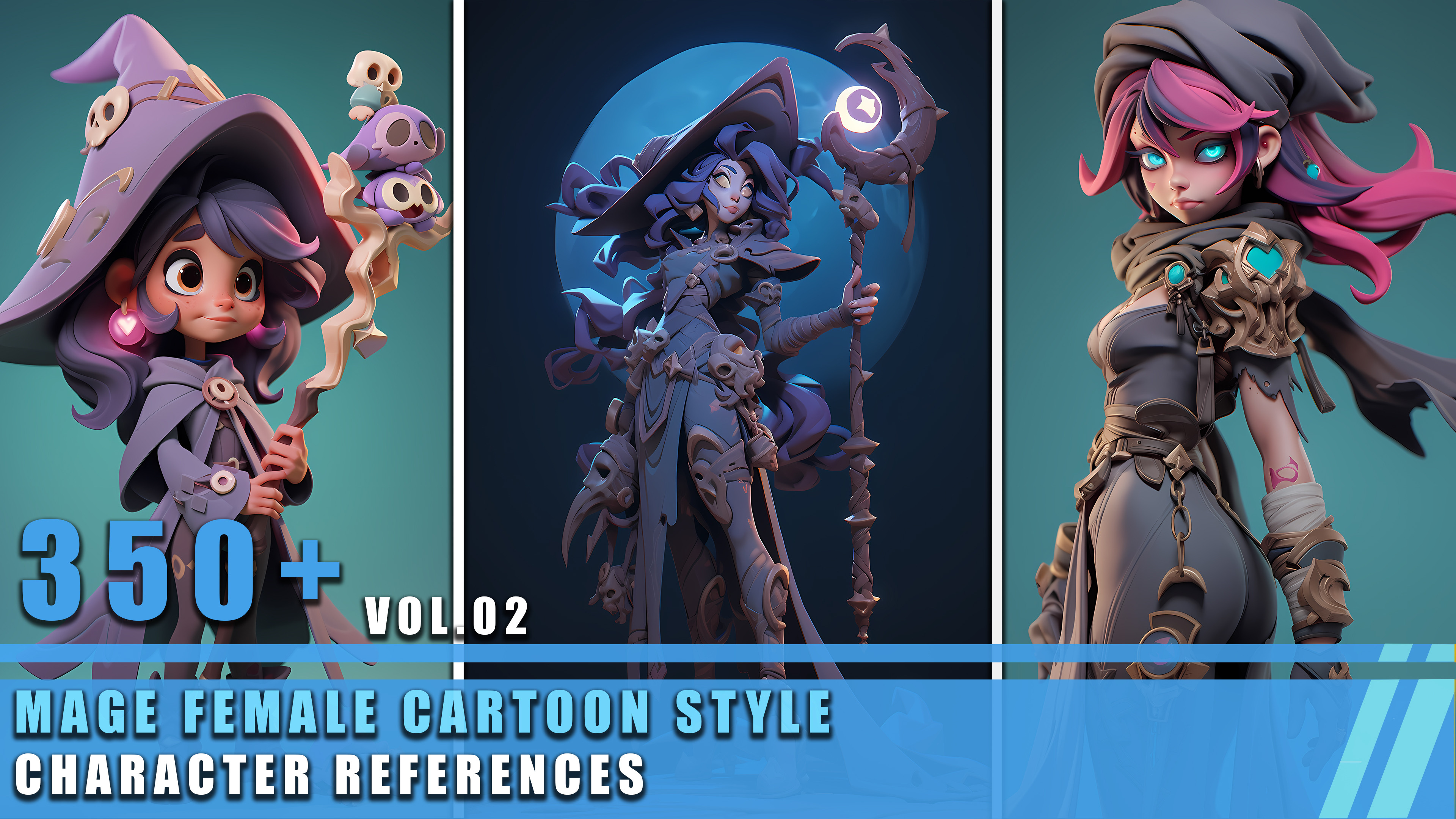 WaterLaw's Studio - 350+ Mage Female Cartoon Style - Character References Vol.02