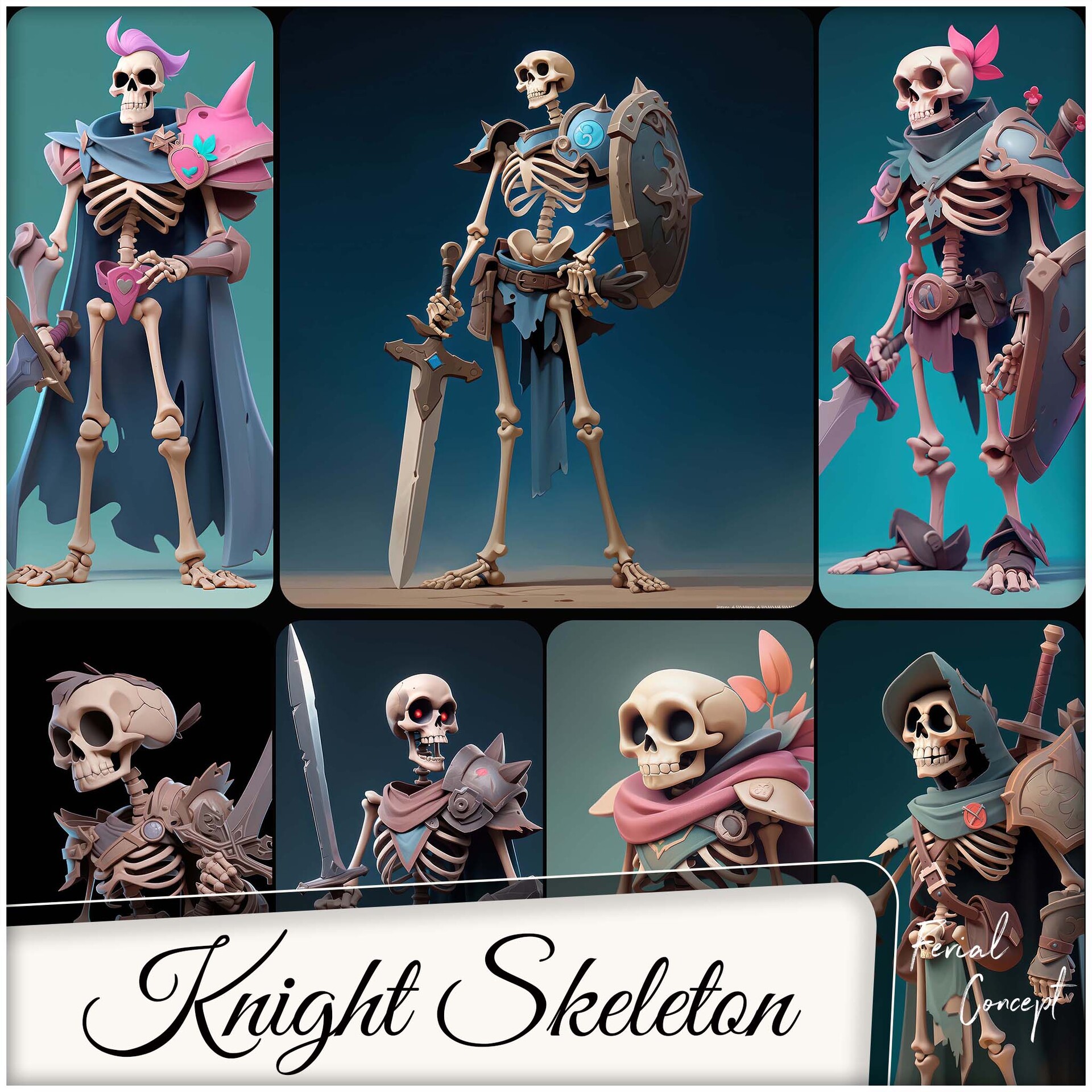 Ferial Studio - 🔹220 Knight Skeleton - Stylized Character Reference ...