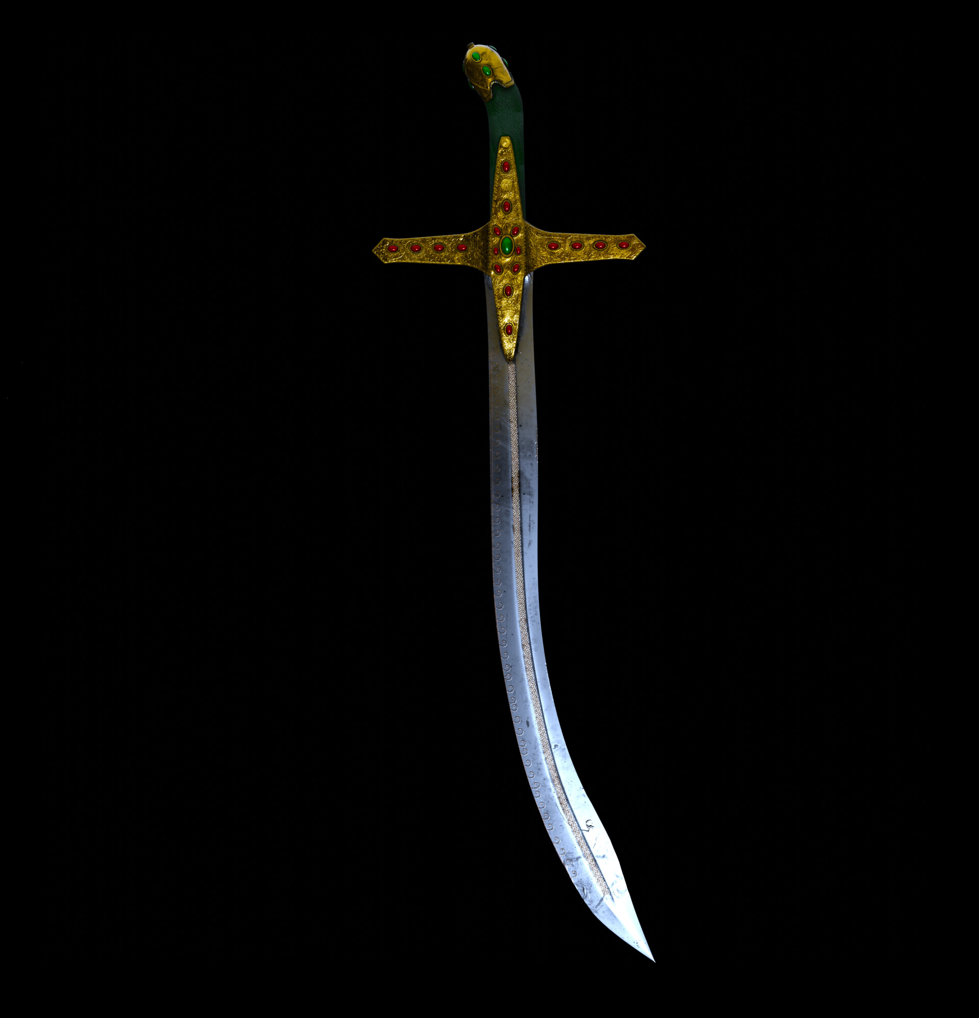 Ahmet Ersoy - Opulent Ottoman Saber: Gold Engraved and Jeweled