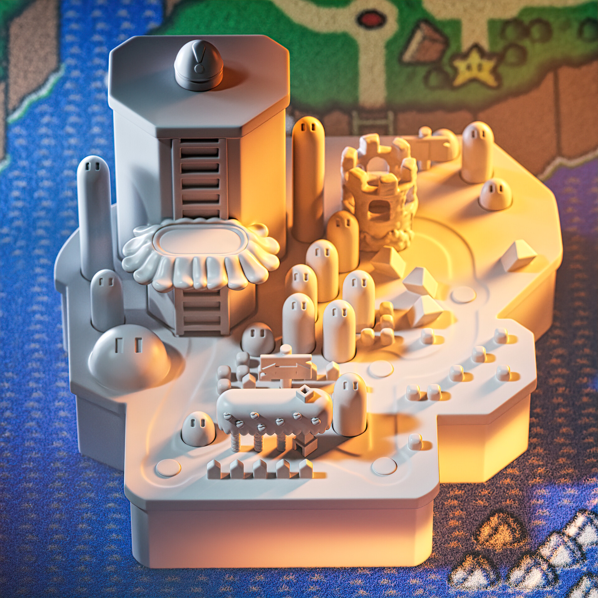 ArtStation - Super Mario World (SNES) miniature diorama 3D Sculpt & Print
