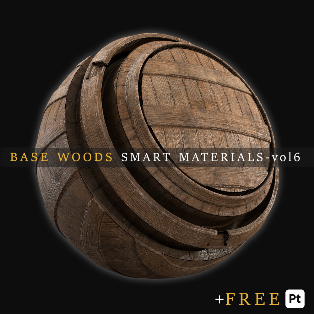 ArtStation - BASE and DAMAGED WOODS Smart Materials for Substance 3D Painter - VOL 06