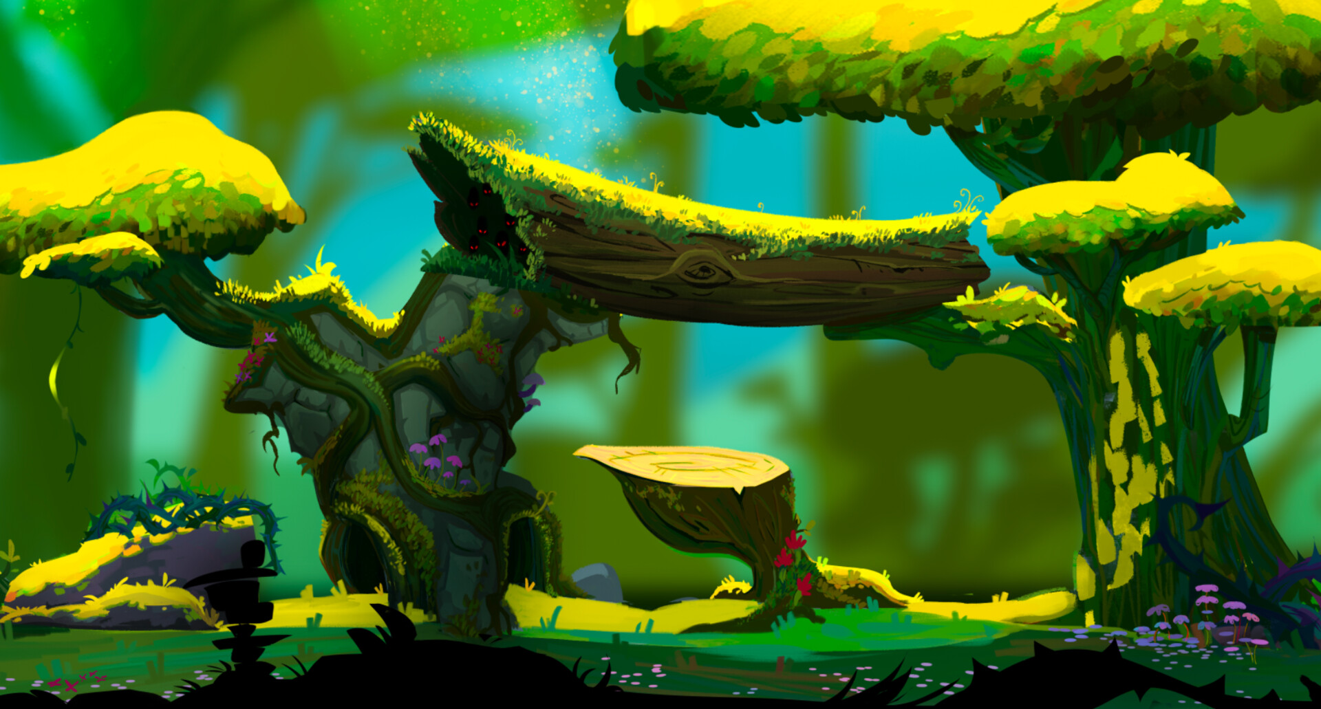 2d cartoon forest background