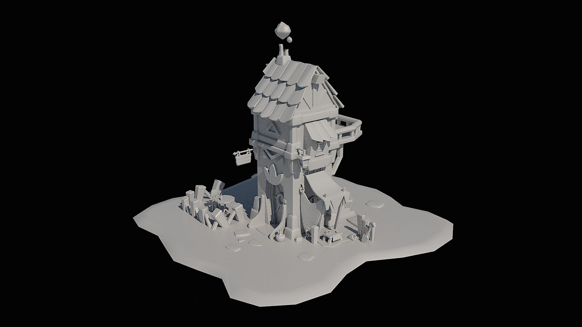 ArtStation - Radish Shack Clay Renders