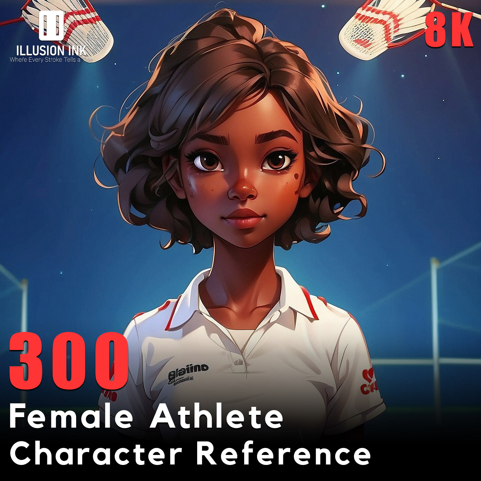 ILLUSION INK - 300 Female Athlete Characters | 8K