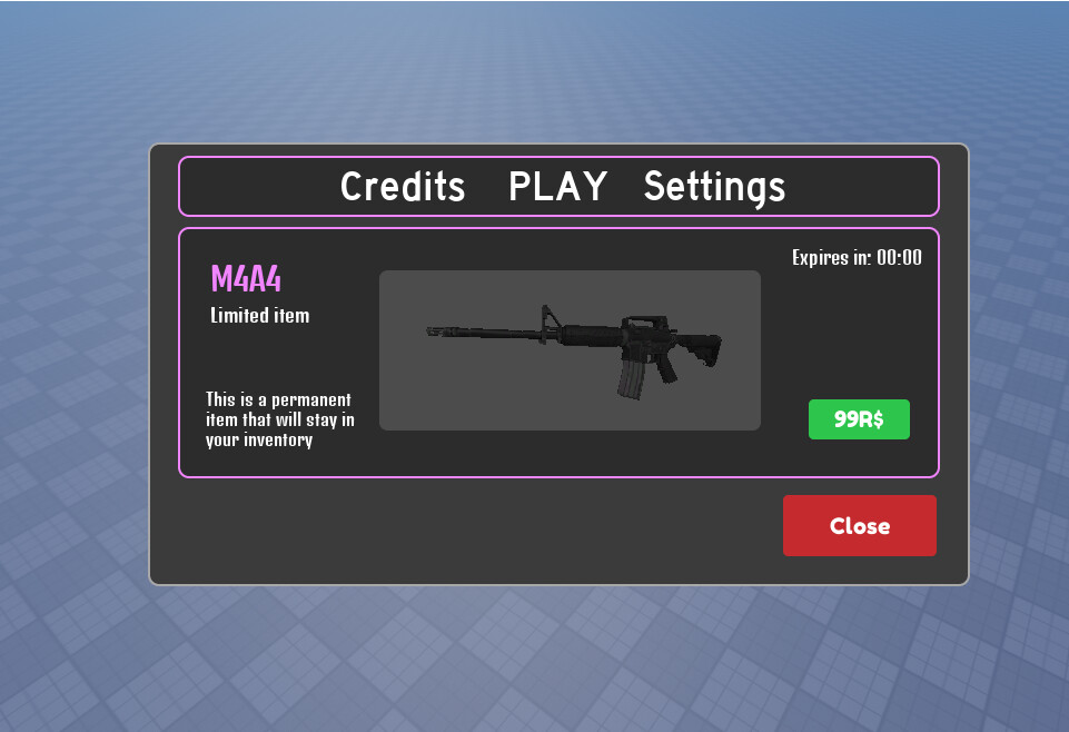 ArtStation - Roblox Gun Limited deal UI