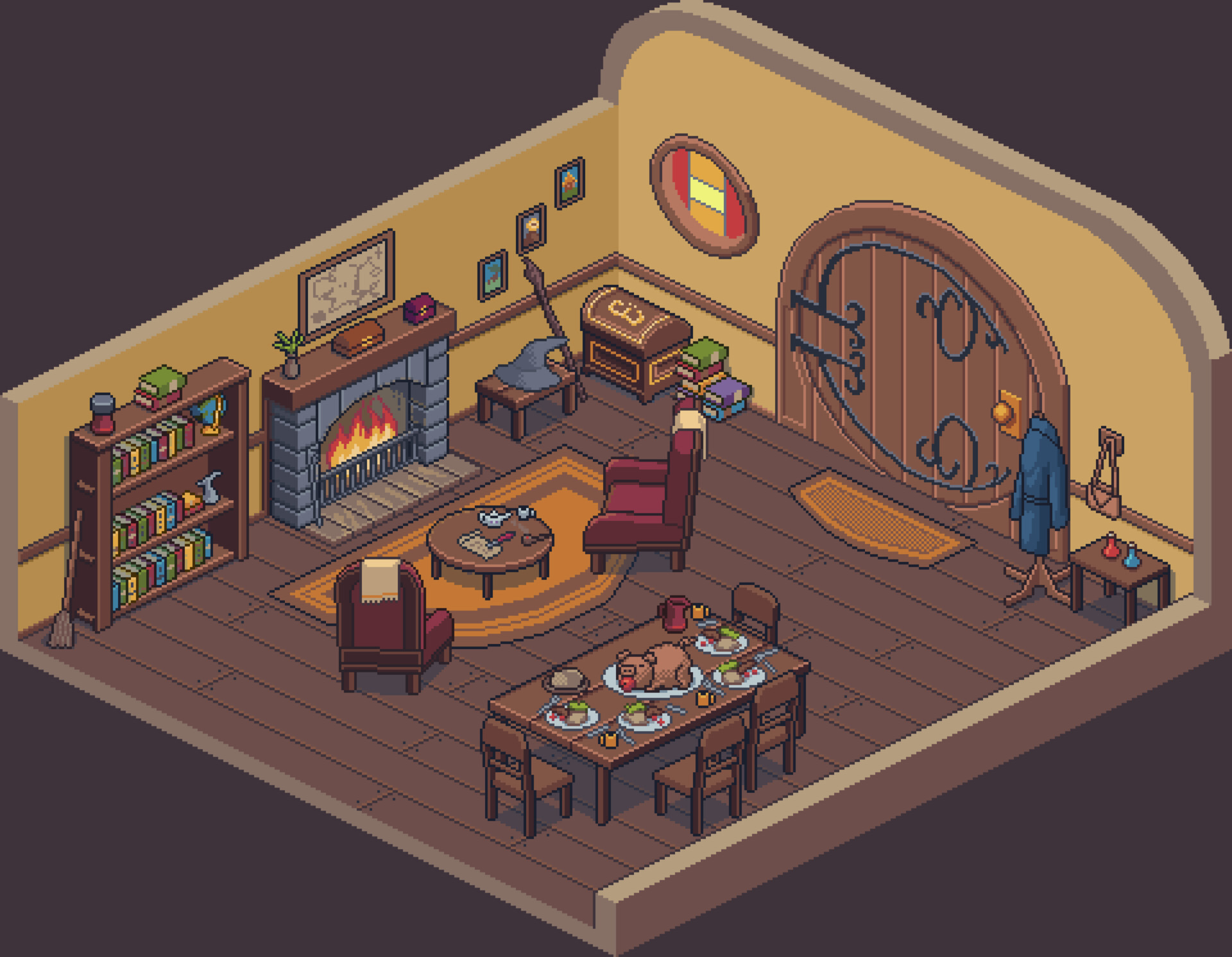 ArtStation - Isometric Hobbit Home Pixel Art