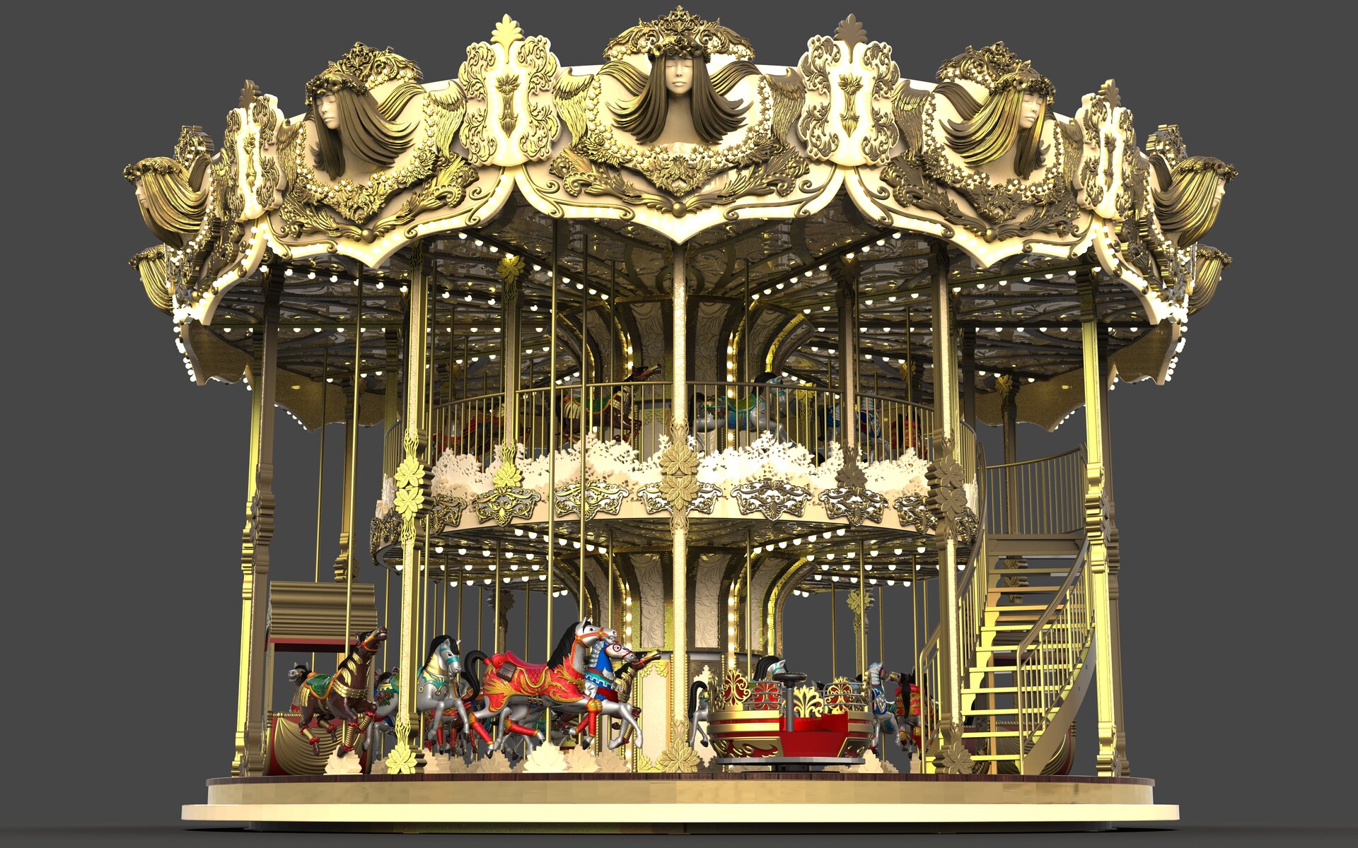ArtStation - Double Deck Deluxe Carousel Version 2 WIP