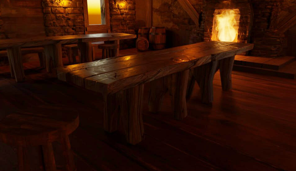 ArtStation - Wooden Table - Tavern Interior