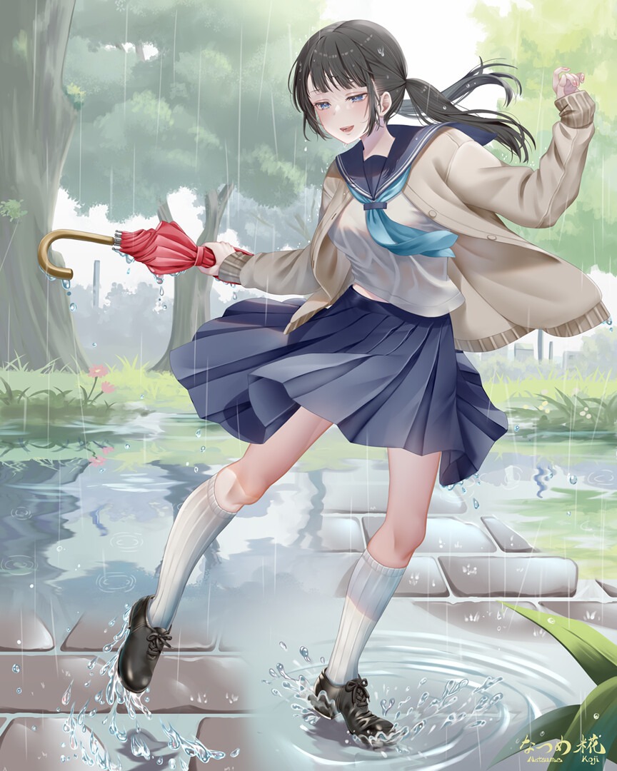 ArtStation - High school girl tap dancing in the rain.
