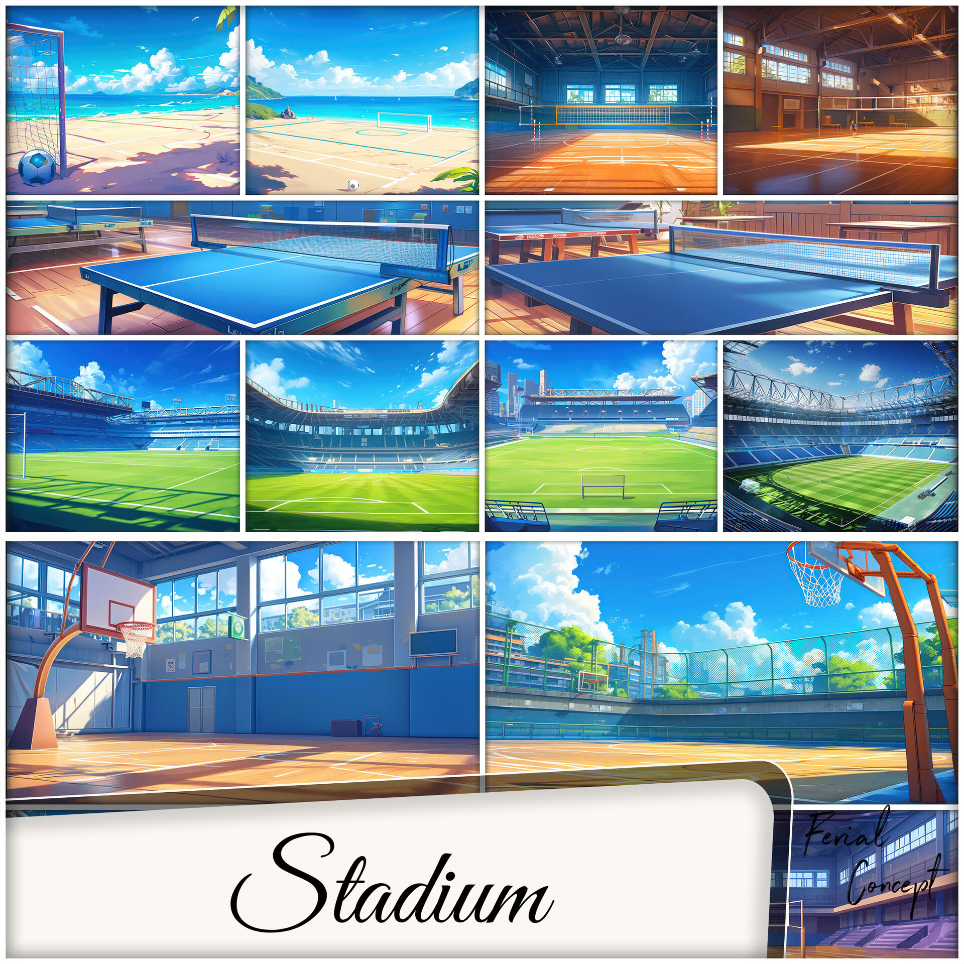 Ferial Concept - 🔹330 Stadium - Anime Concept Reference Image Pack v.19 ...
