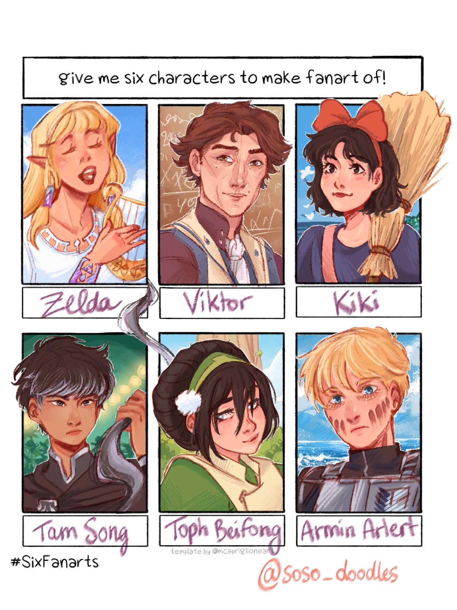 Soso Doodles - Six Characters Fanart