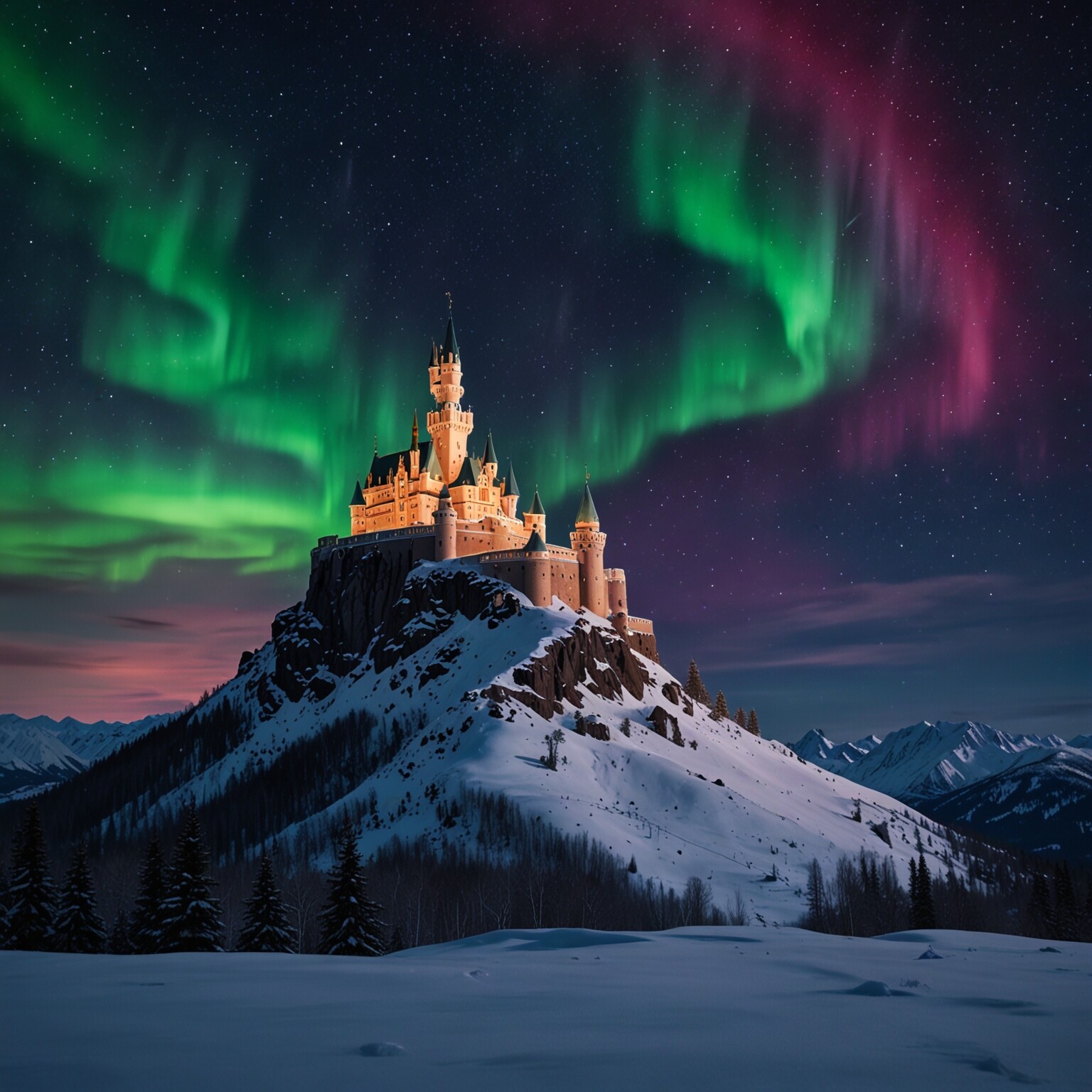 ArtStation - Aurora Castle: Enchantment on Snowy Peaks