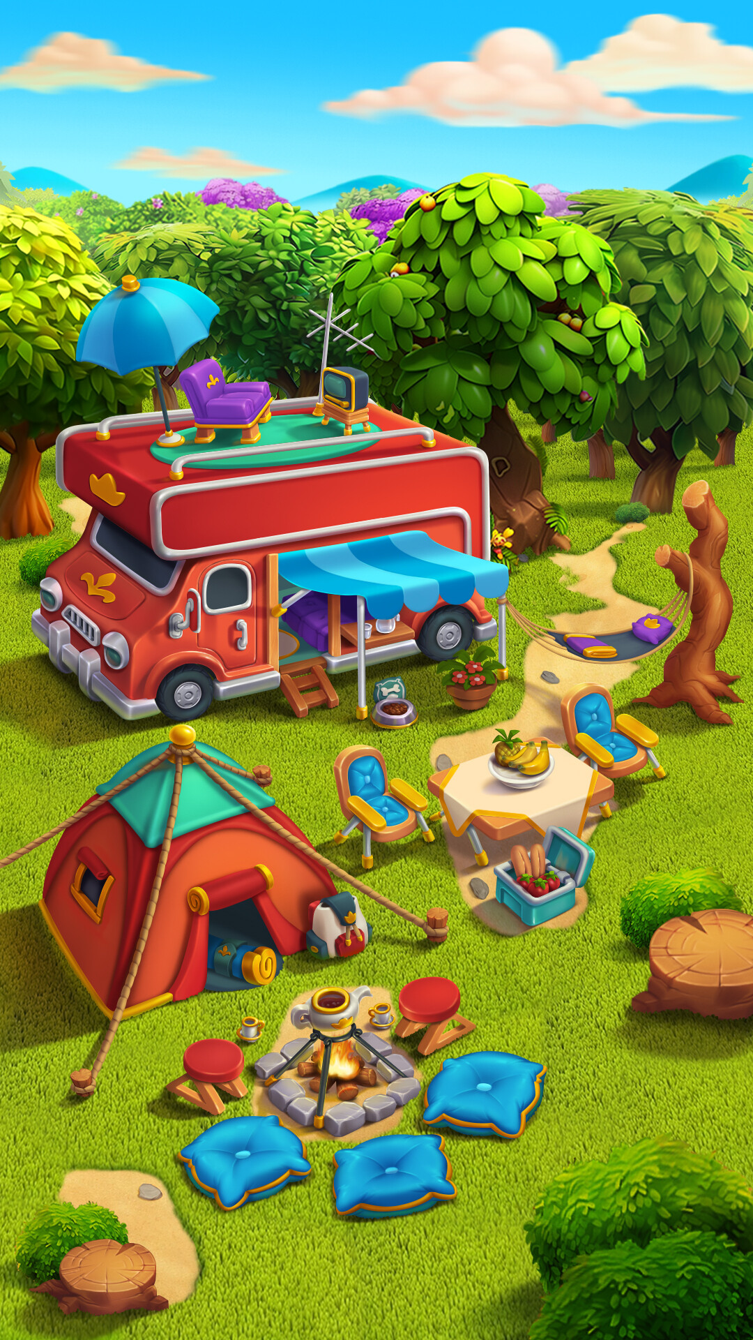 ArtStation - Camping Area 2D Casual Puzzle Game Background