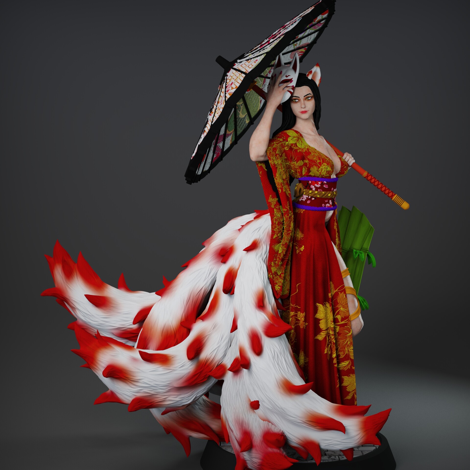 ArtStation - Kitsune - The Asian Fox-Woman - 3D Miniature