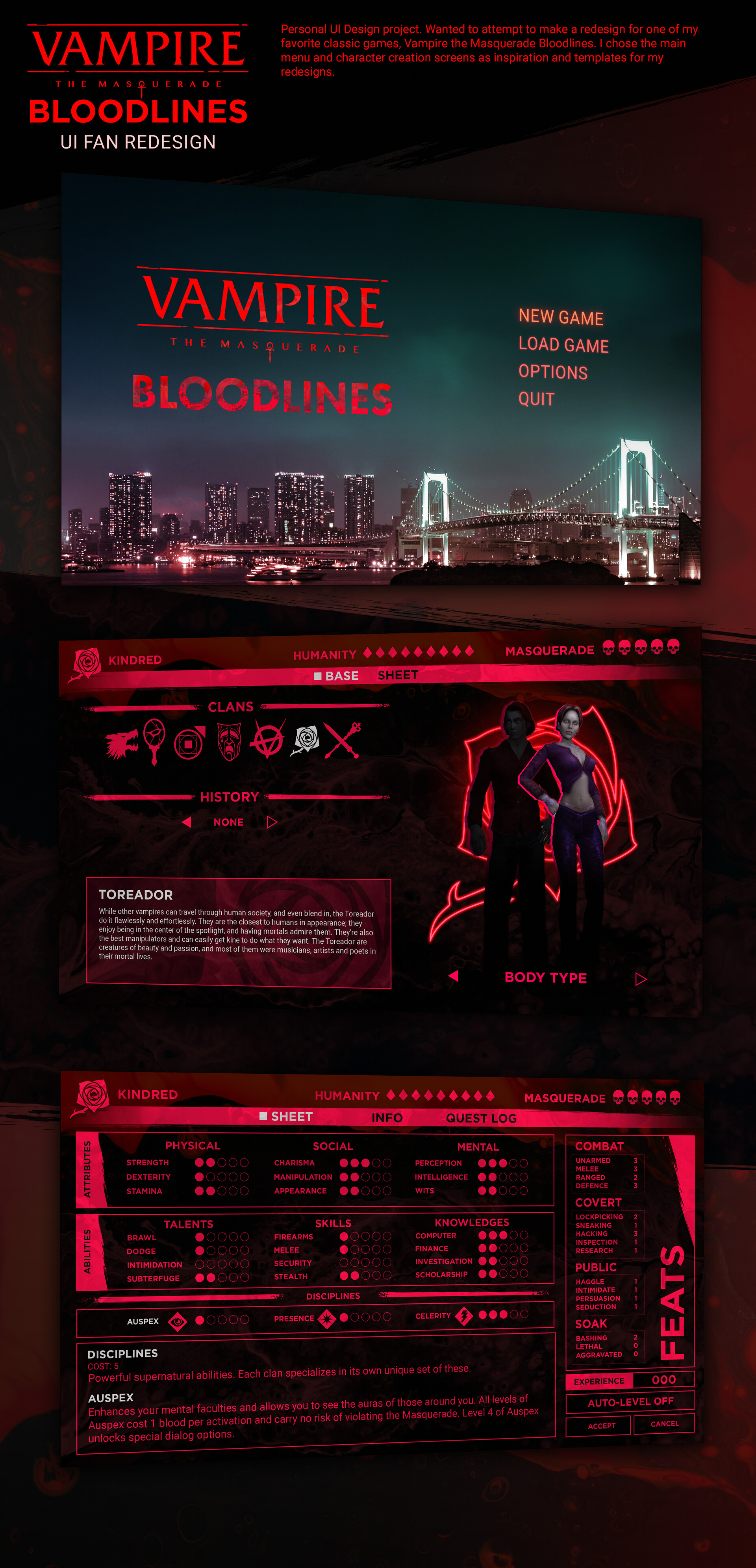 ArtStation - Vampire The Masquerade Bloodlines Fan UI Redesign