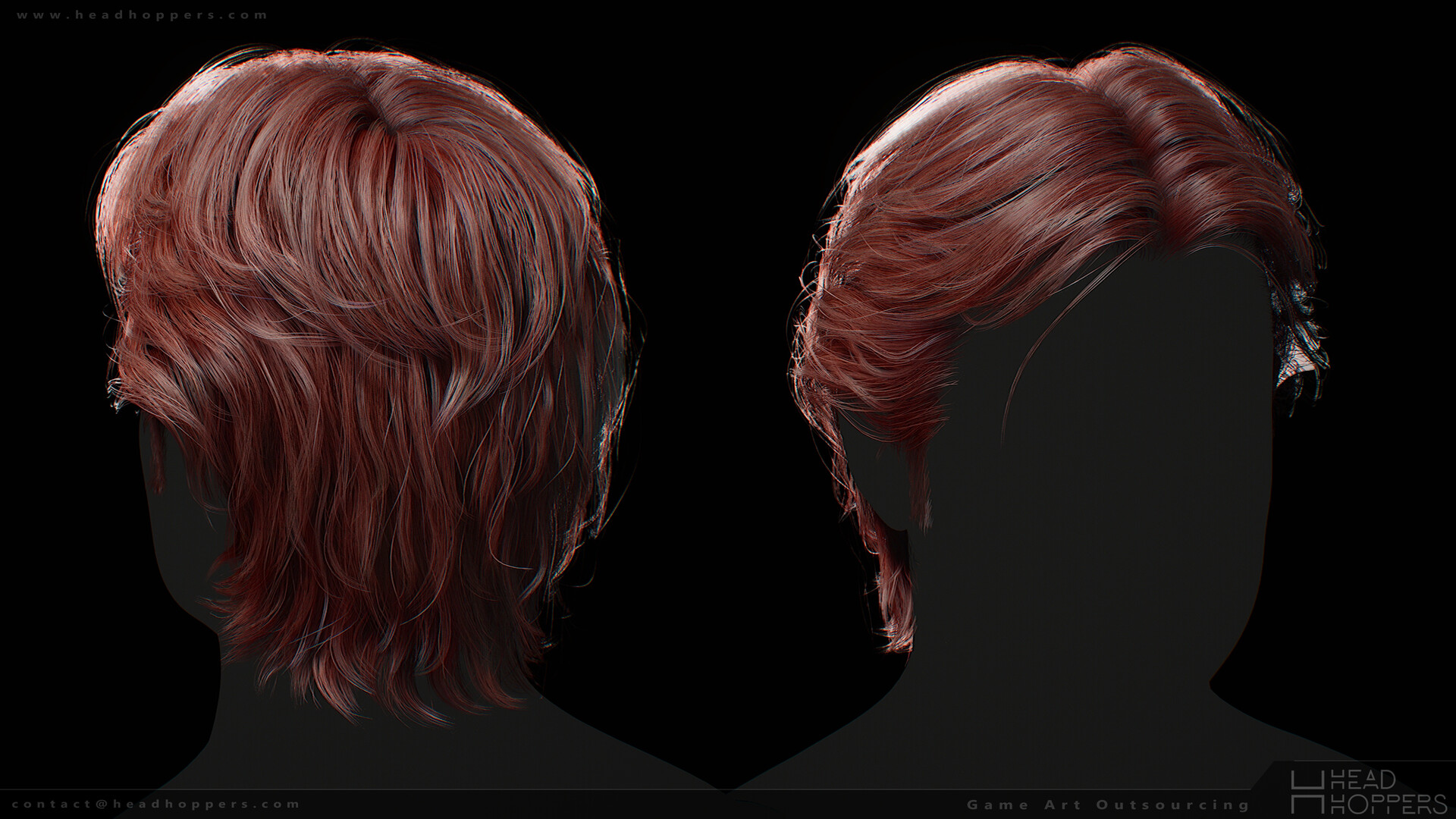 Head Hoppers Studios - Male Mid length (Real-time/Game ready)