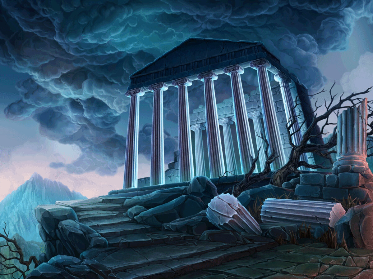 ArtStation - Background animation for the Greek themed online slot game