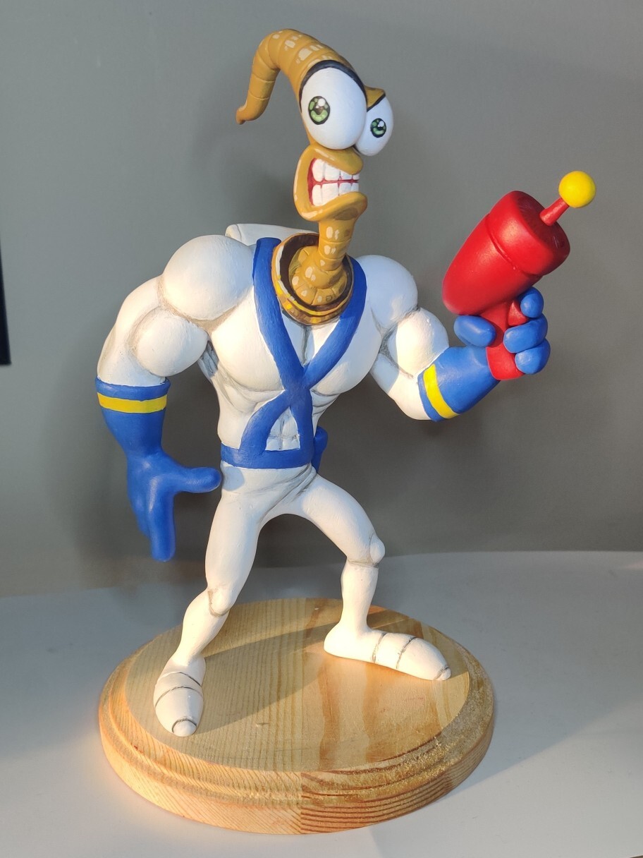 ArtStation - Earthworm Jim Polymer Clay Figure