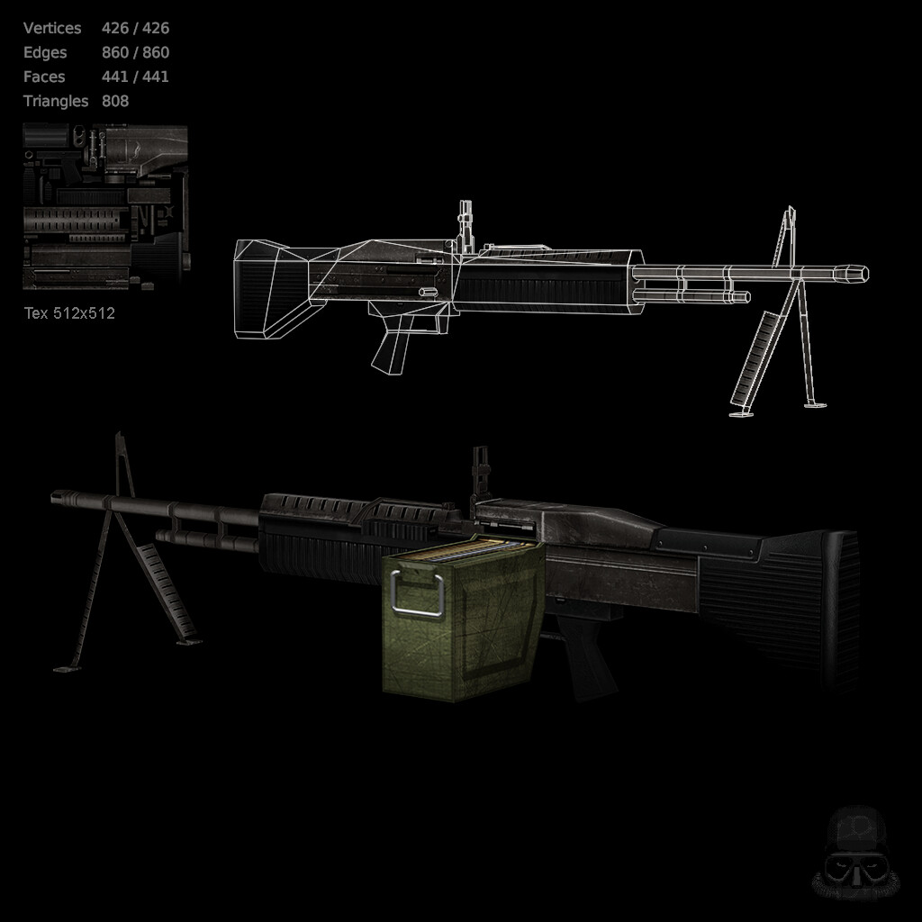 ArtStation - Low Poly Machine Gun