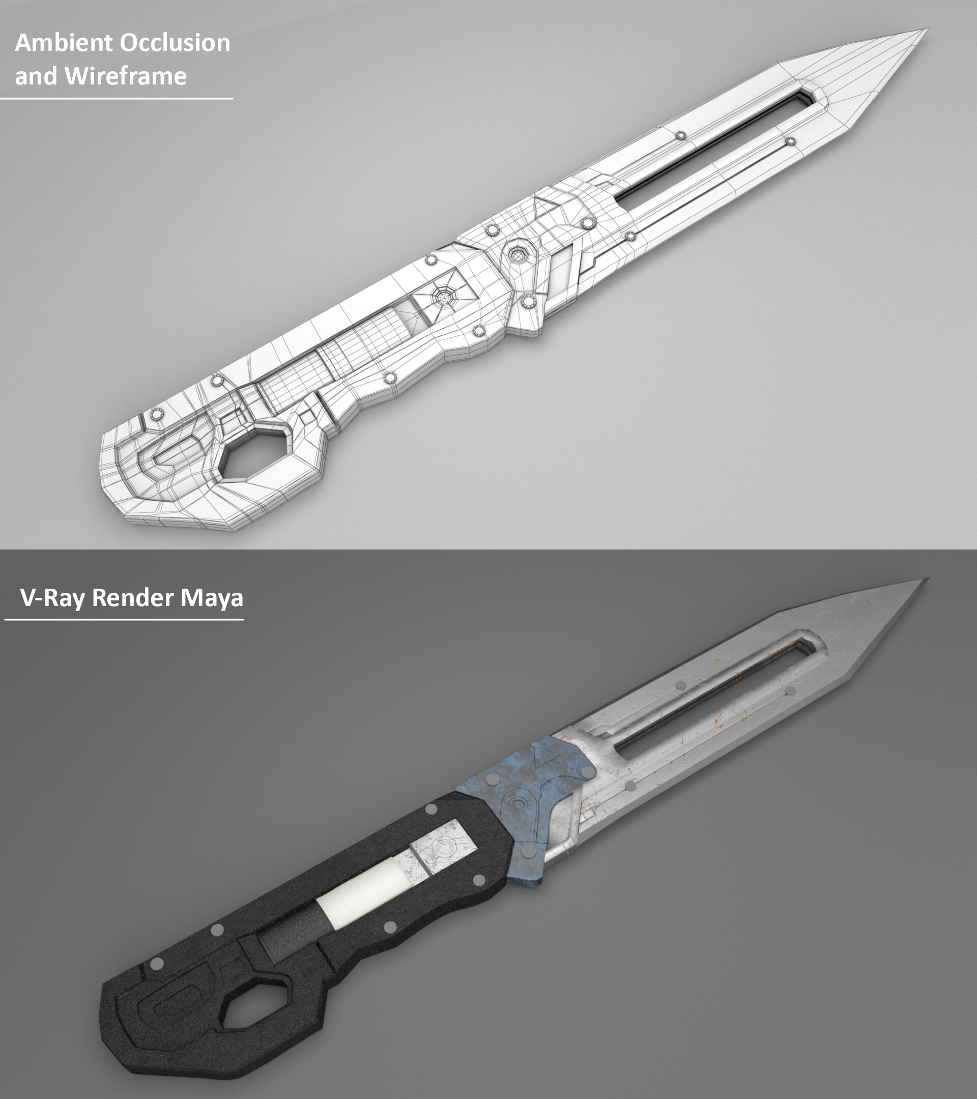ArtStation - "Sci-Fi Knife" Hard poly knife asset Model