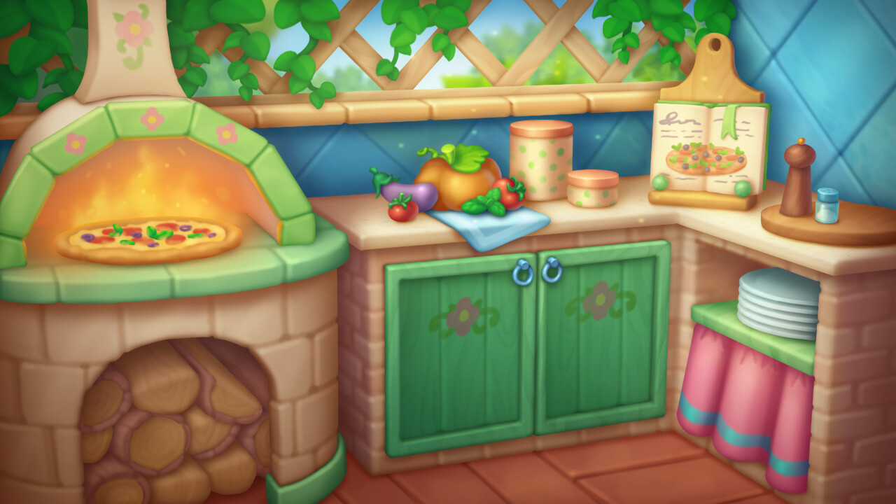ArtStation - Level Background Summer kitchen