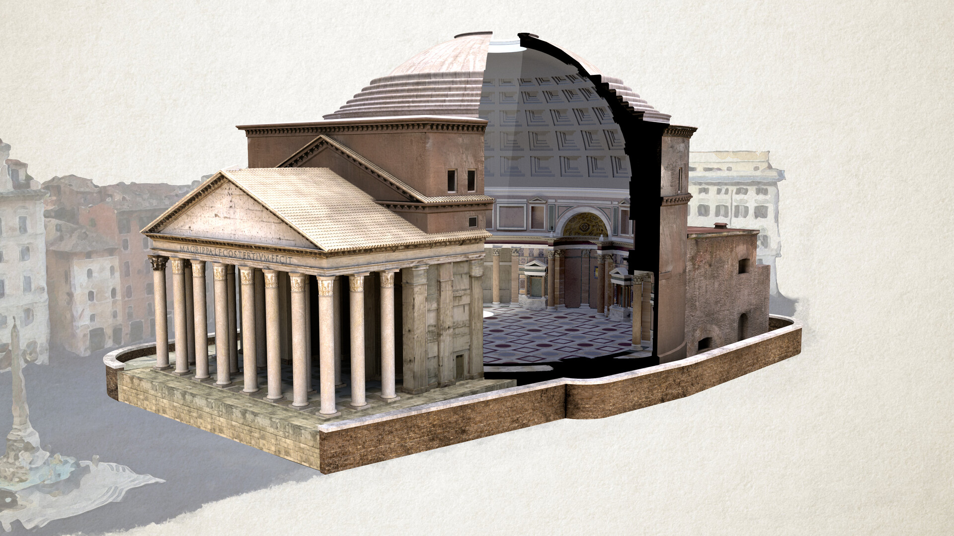 ArtStation - Pantheon in Rome, exterior with section and interior