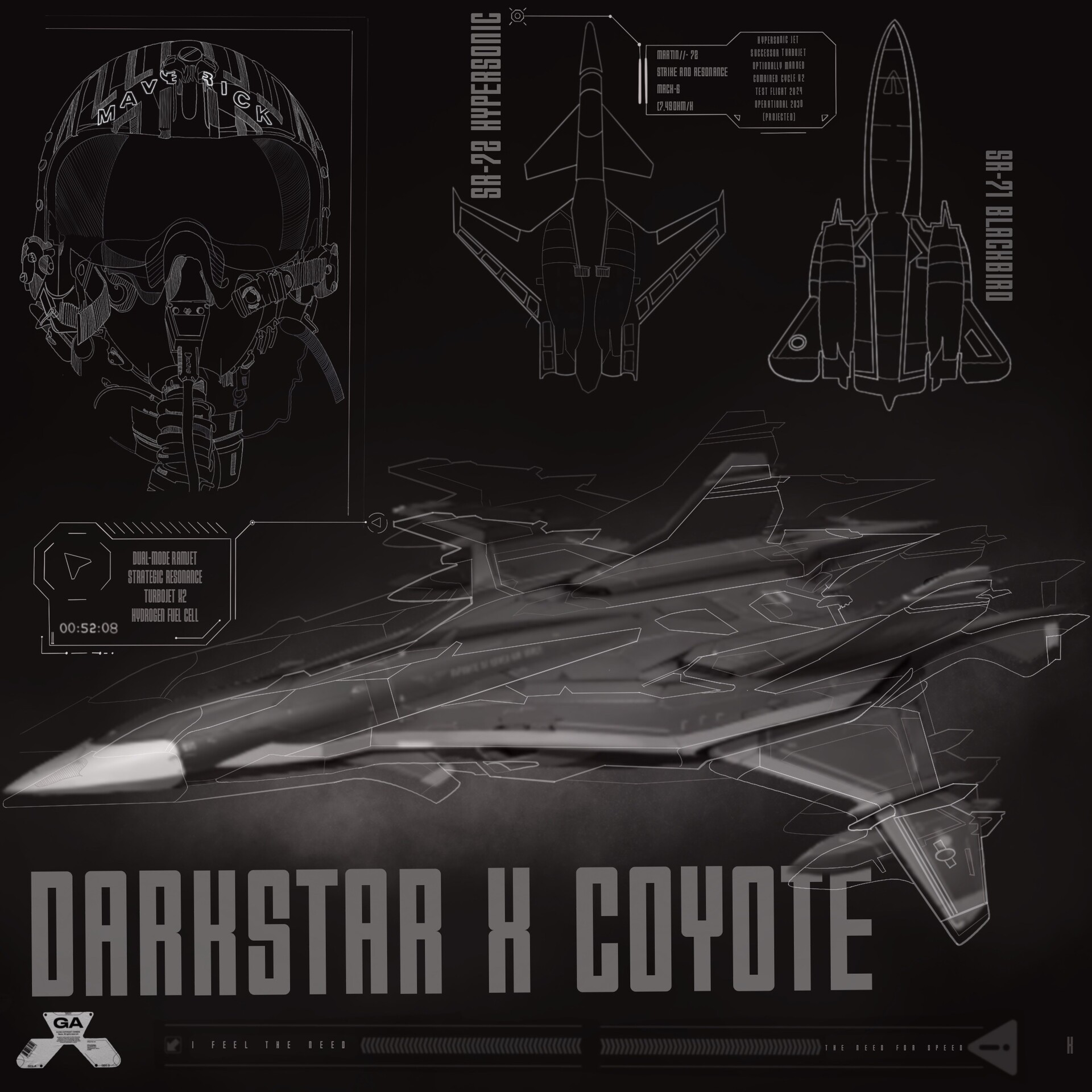 ArtStation - DARKSTAR X COYOTE (Futuristic aircraft design layout)