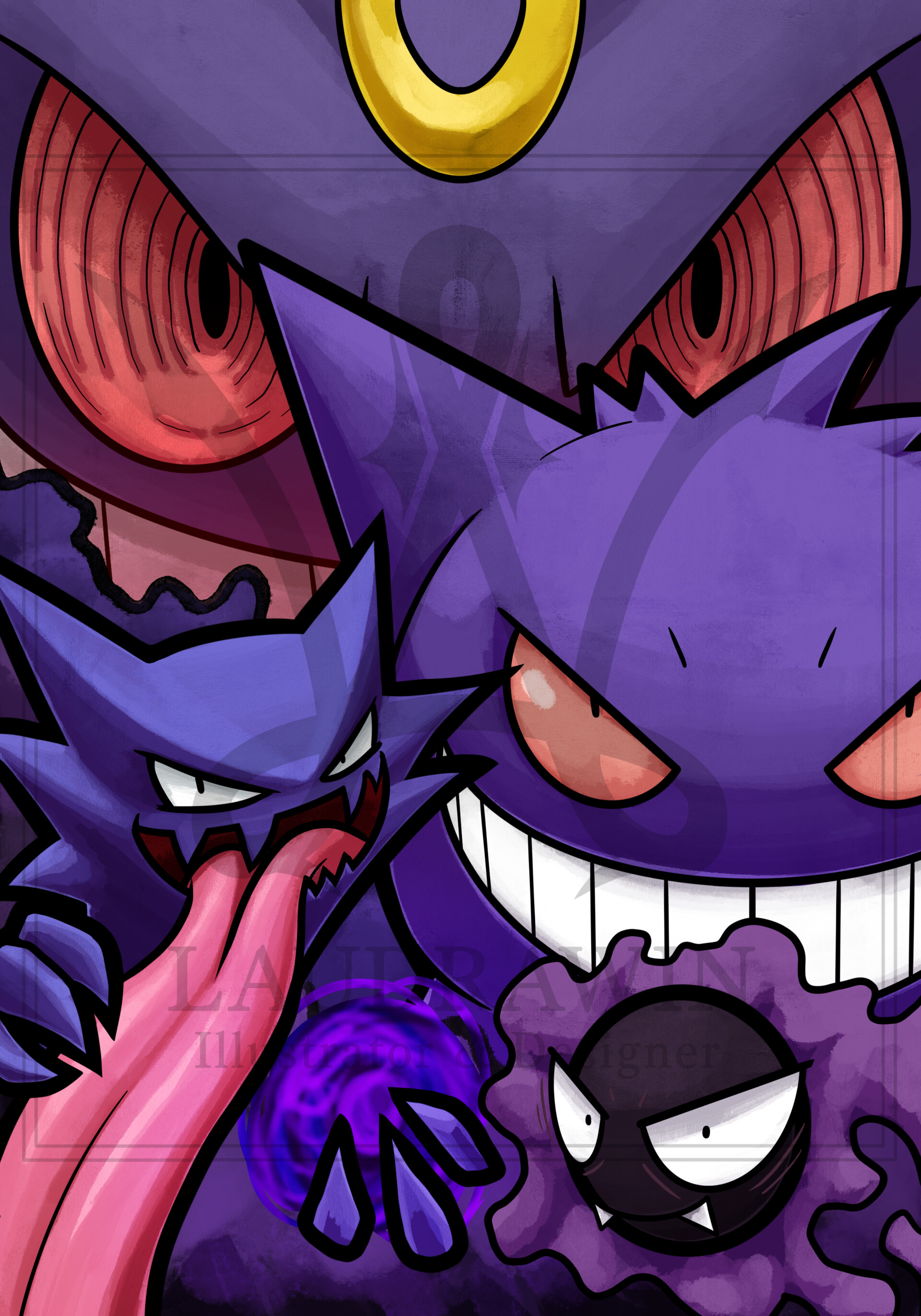 ArtStation - Ghastly, Haunter, Gengar & Mega Gengar - Fanart