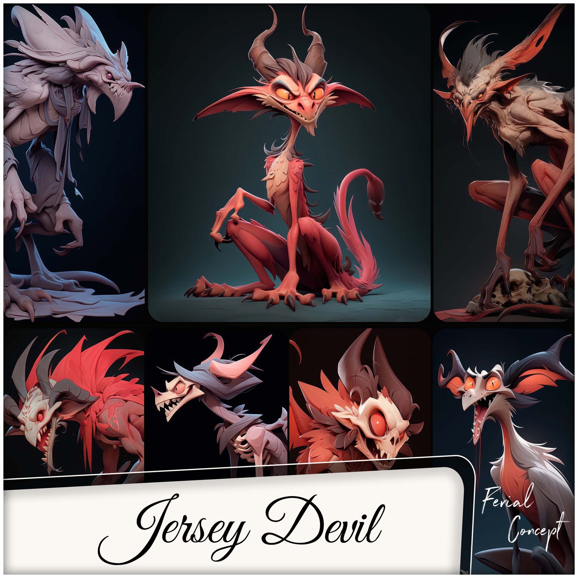 Ferial Studio - 🔹210 Jersey Devil - Stylized Character Reference Image Pack v.67 |4K|