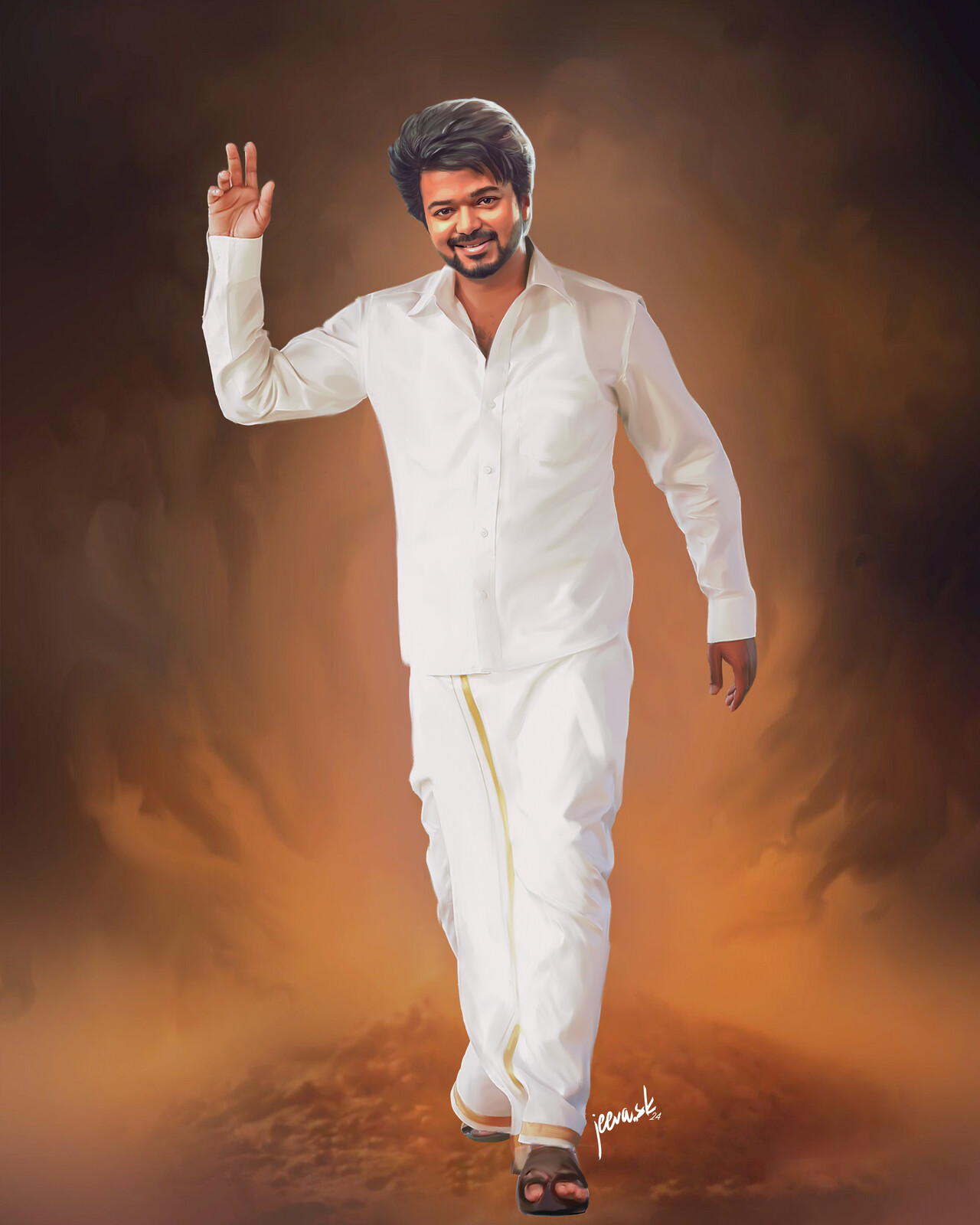 Jeeva Artist SK - Thalapathy Vijay Painting 2024