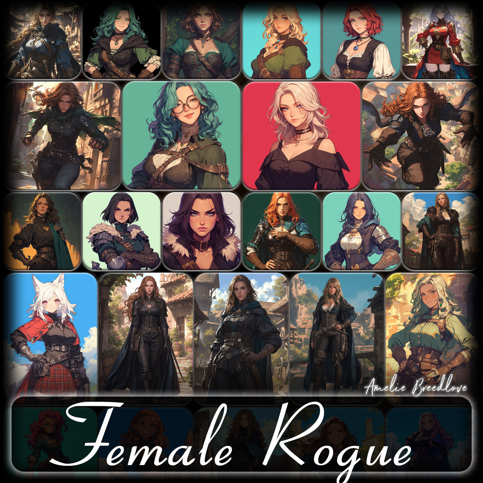 Amelie Character - 420 Female Rogue Reference Pack | 4K | v.45