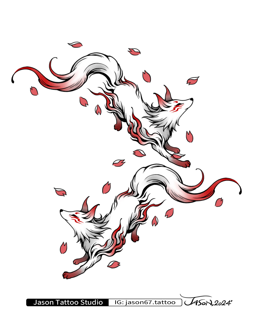 ArtStation - Tattoo Design ~ Beautiful white fox