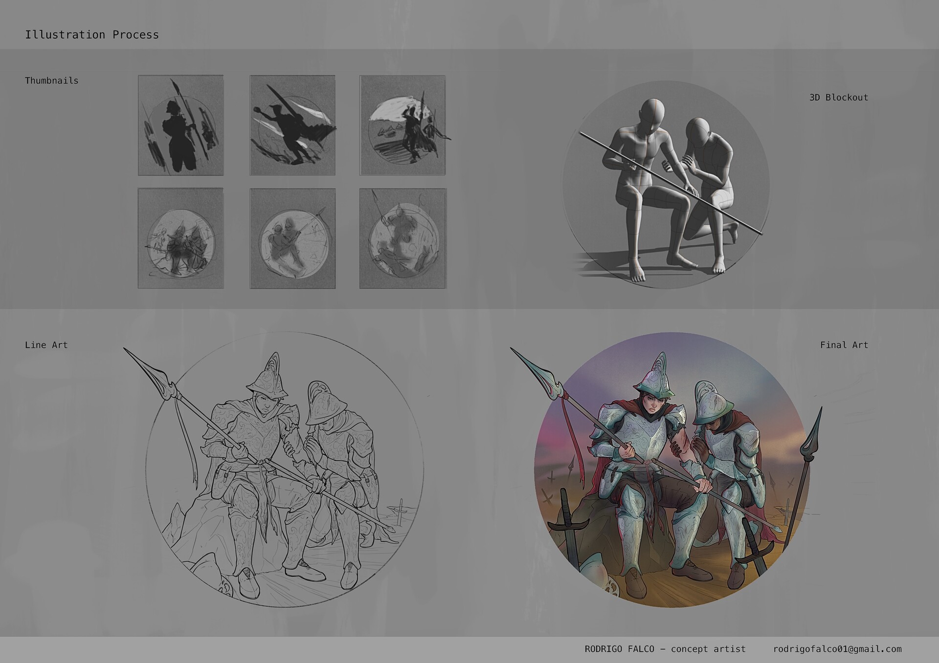 Rodrigo Falco - Mercenary Warrior - Character design and Illustration