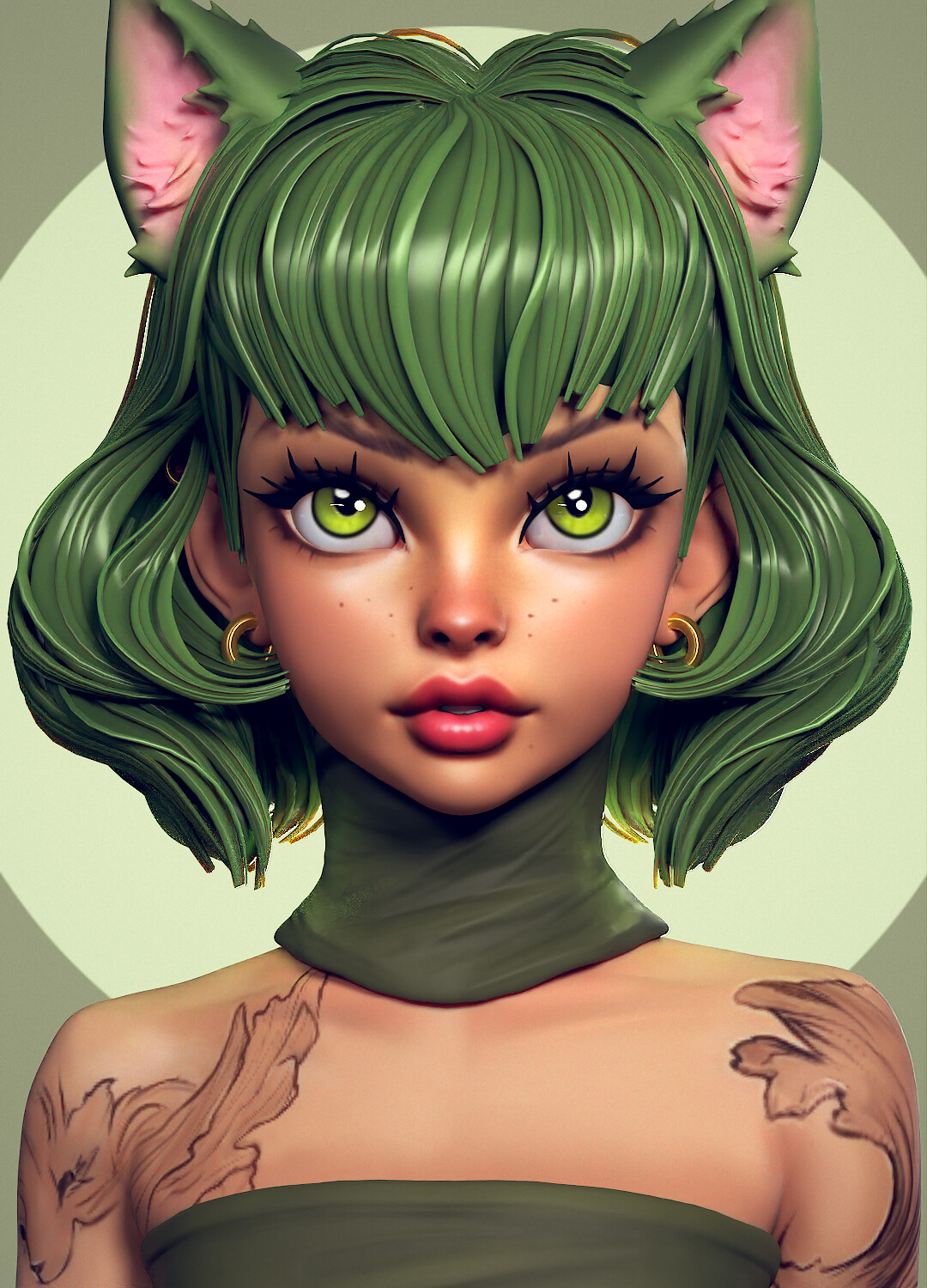 ArtStation - a girl with cat ears