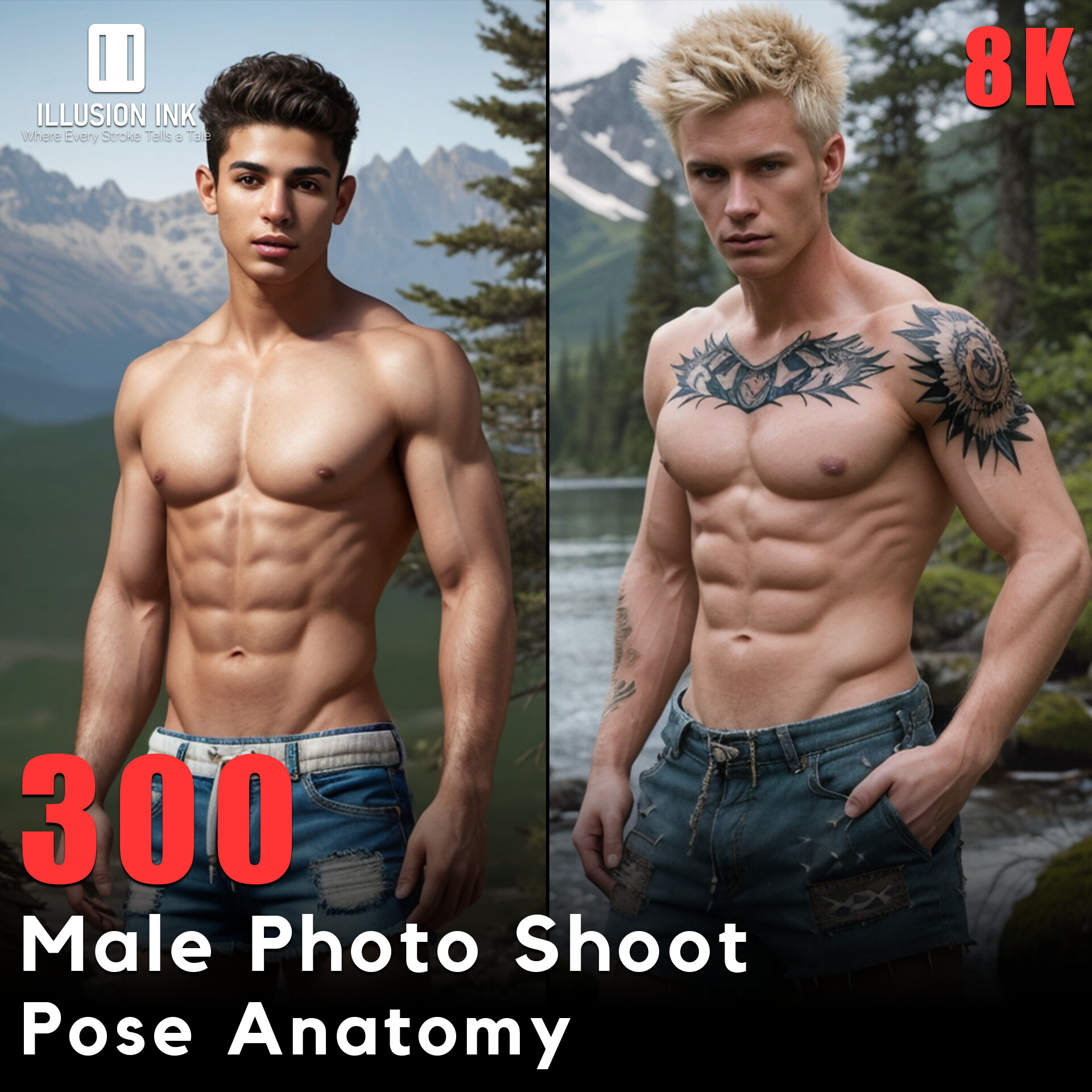 ArtStation - 300 Male Photo Shoot Pose Anatomy Reference Photos | 8K