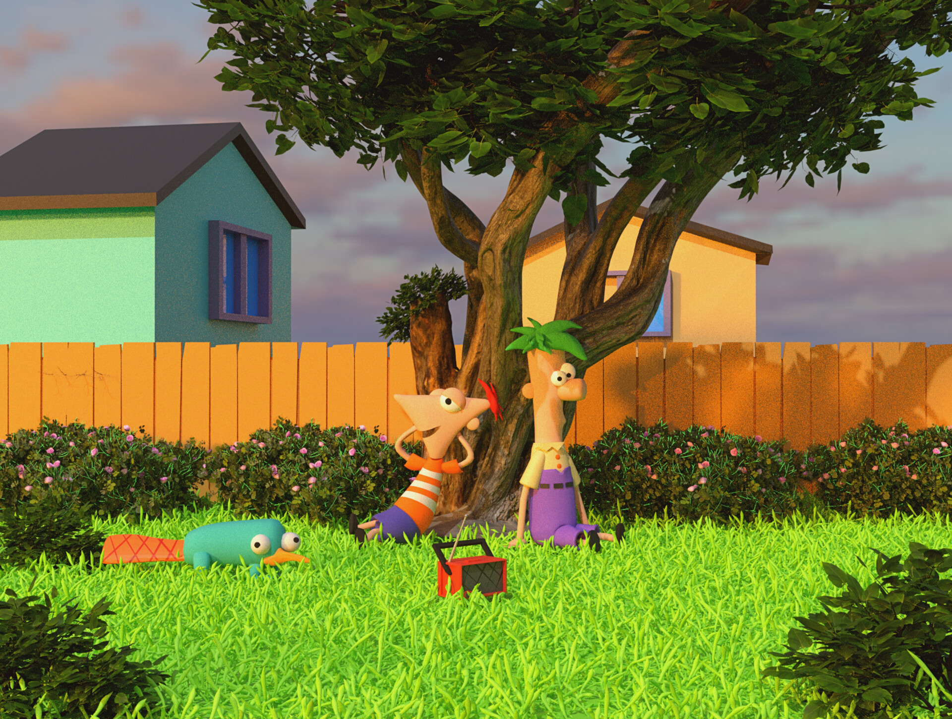 ArtStation - Phineas And Ferb 3d scene fanart
