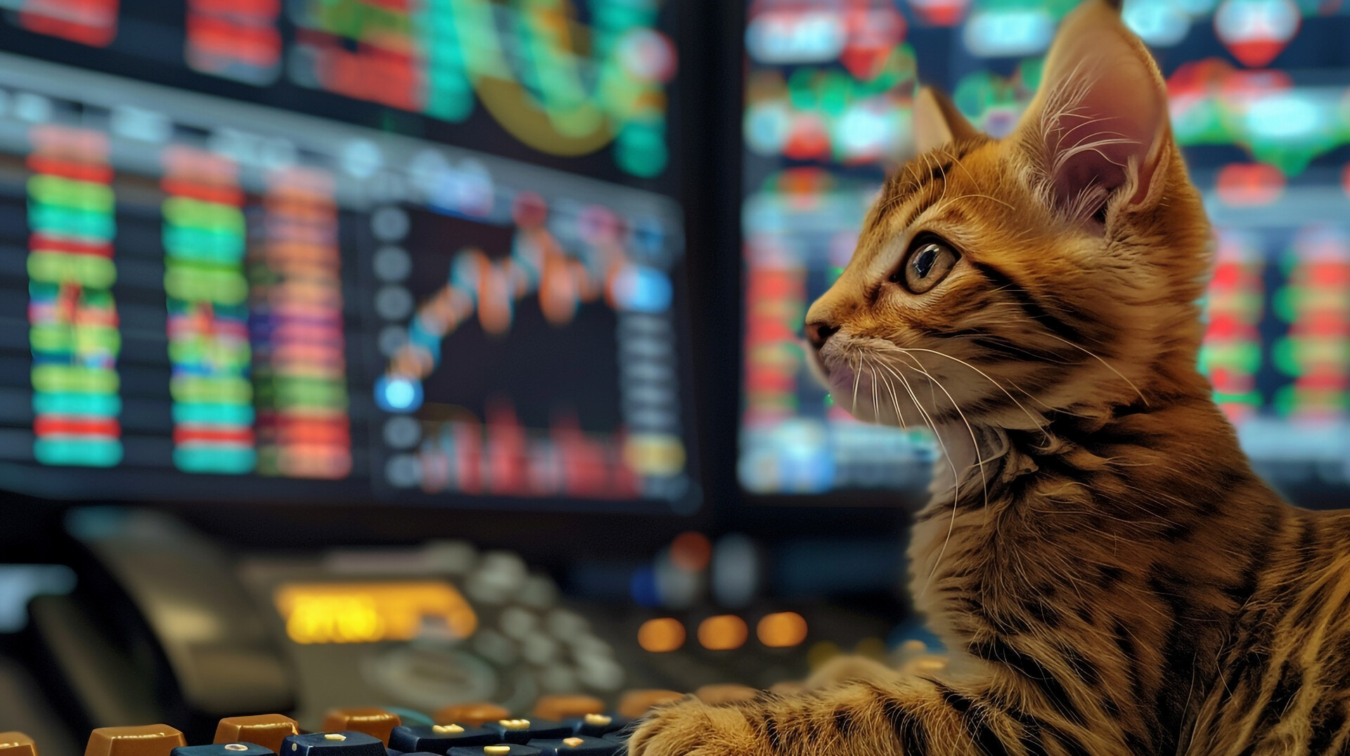 ArtStation - Adorable Cat Engaged in Stock Trading