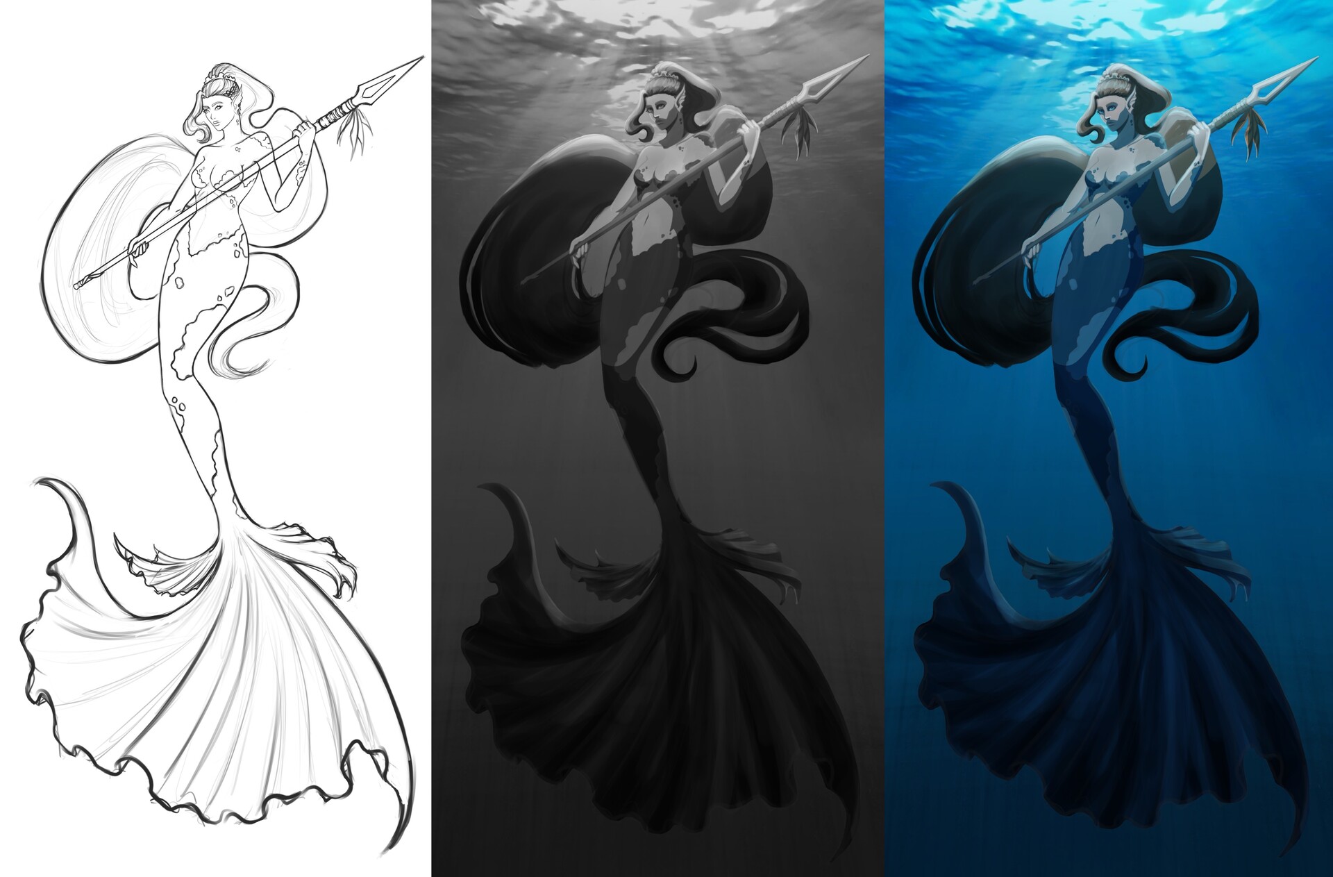 ArtStation - Mermaid soldier