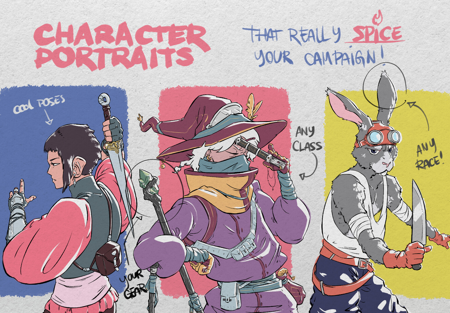 ArtStation - Full DnD Party Character Portraits