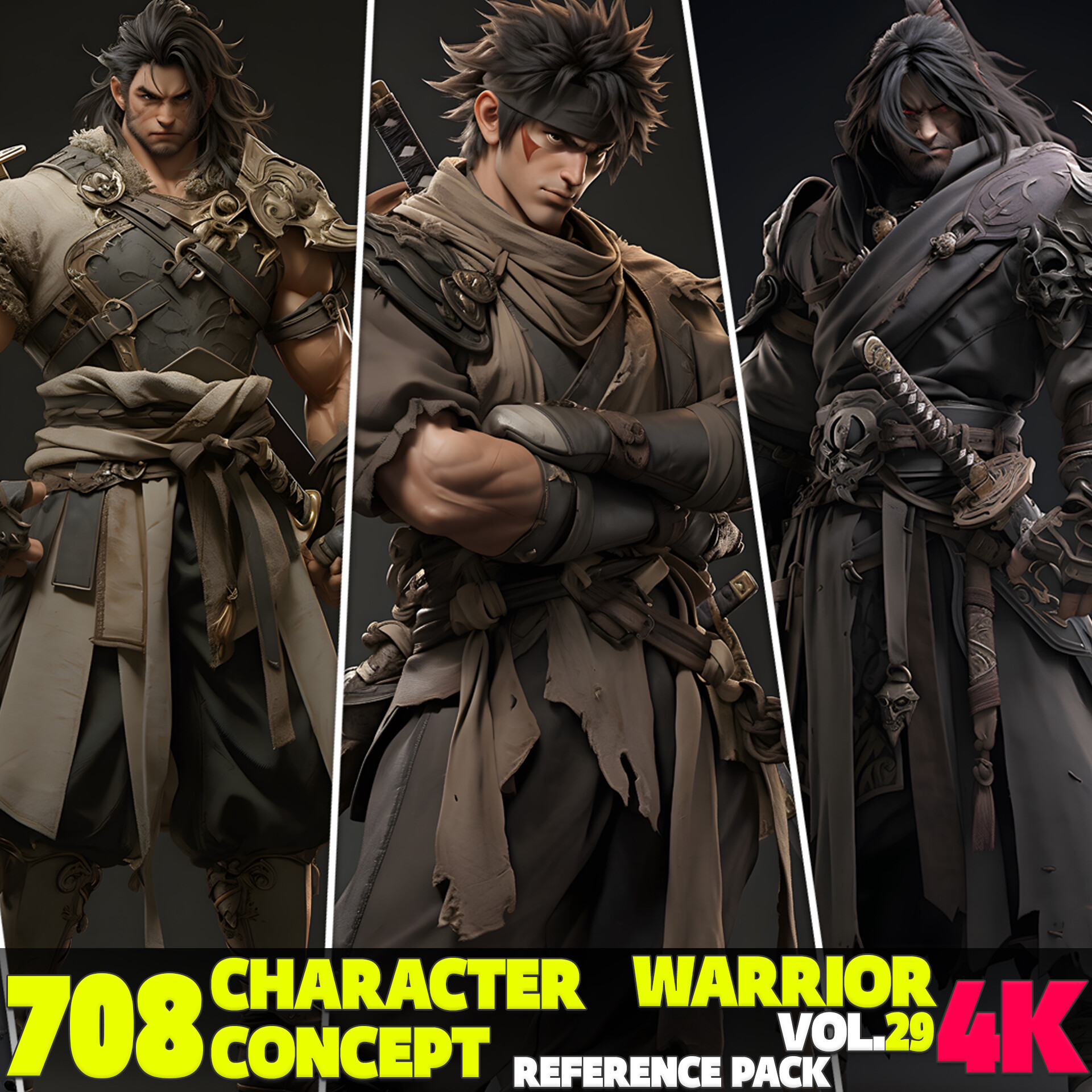 ArtStation - 708 4K Character Concept Warriors Reference Pack Vol.29