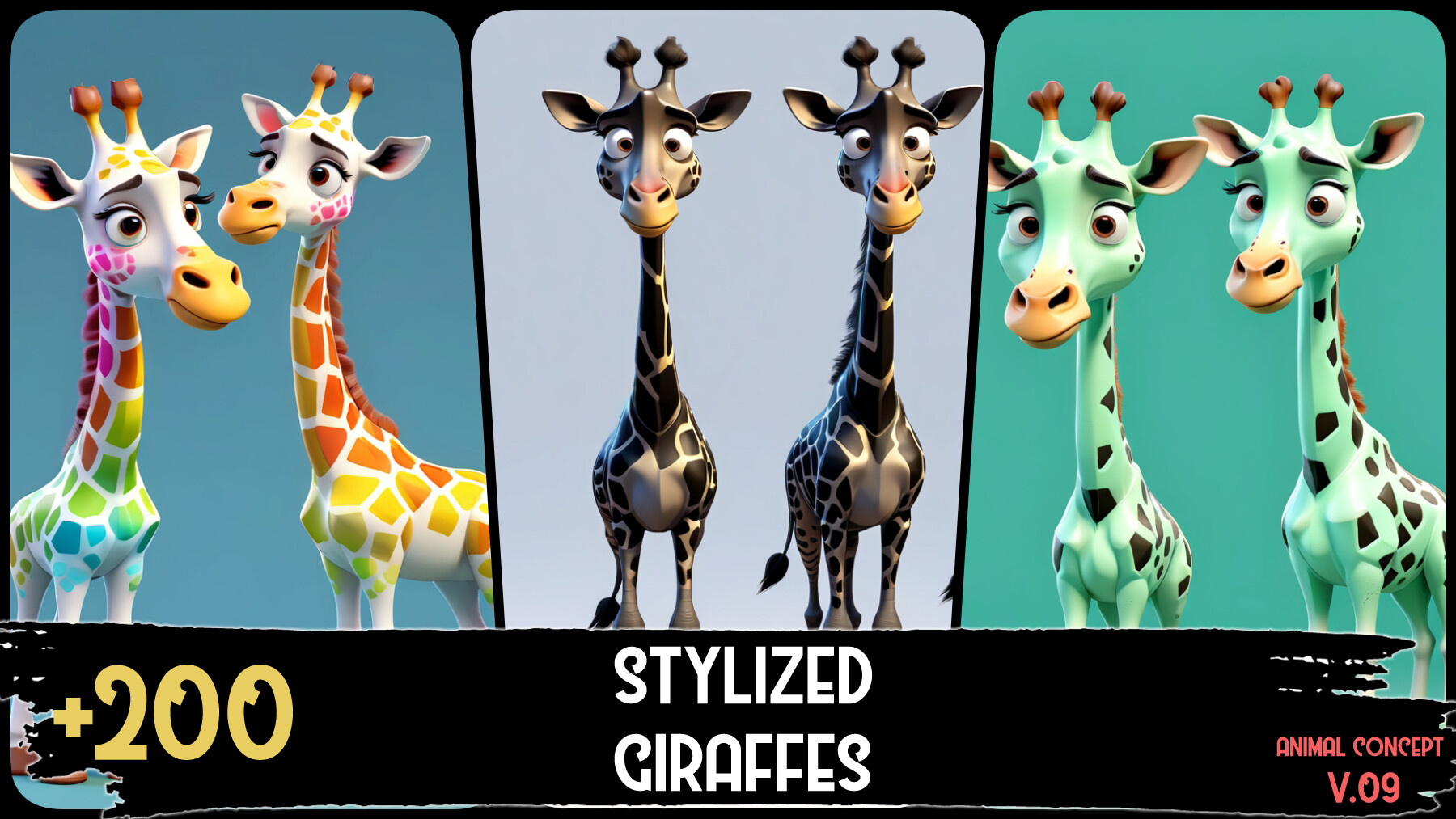 ArtStation - 200 Stylized Giraffes | 4K | Animal 3D Cartoon Concept Vol.09