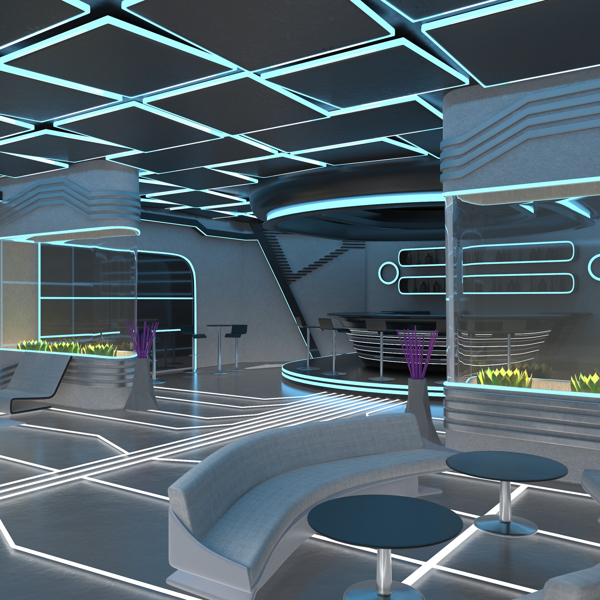 ArtStation - Futuristic Bar Interior
