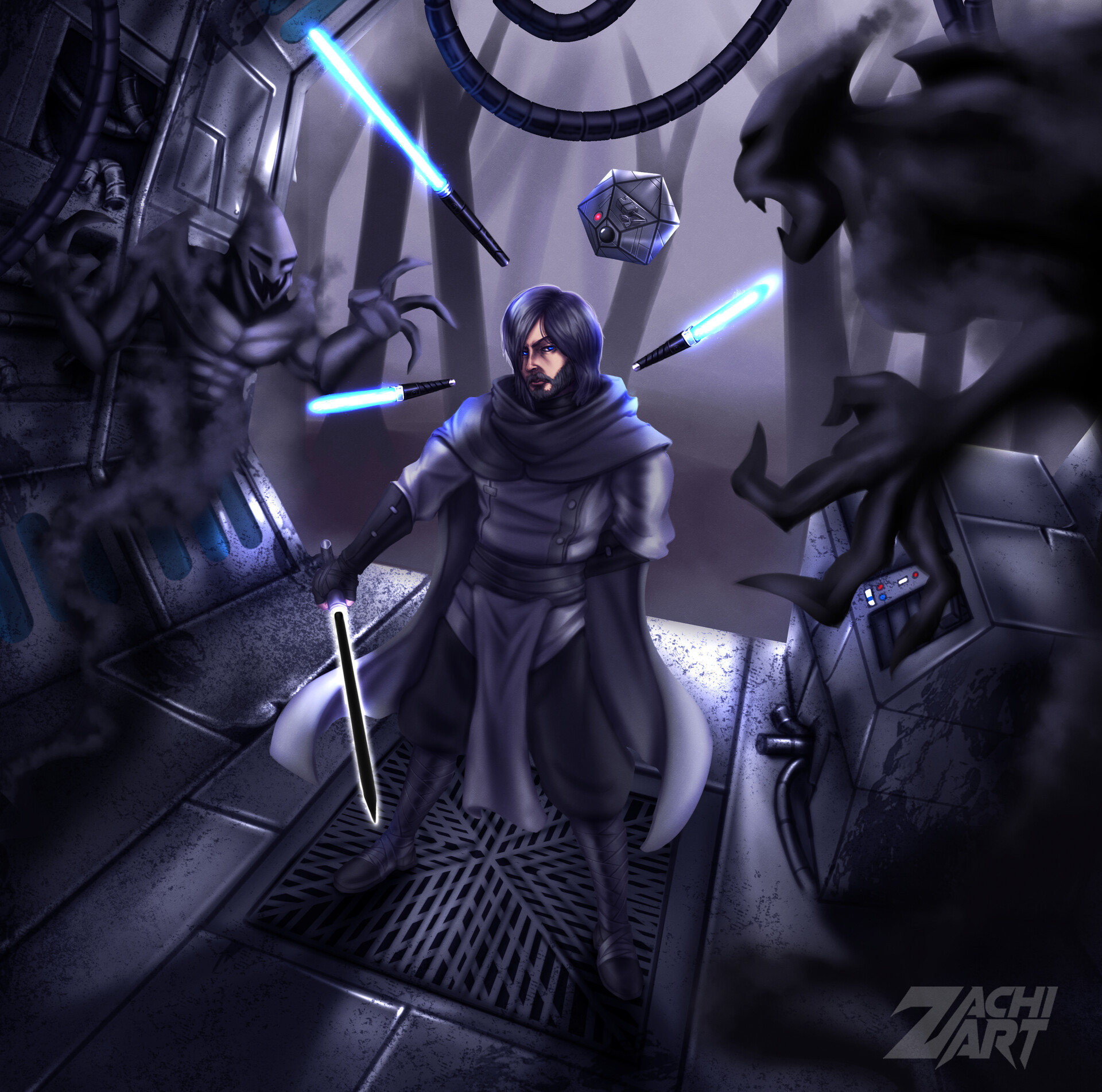 ArtStation - Marick exploring some dark place with dark enemies