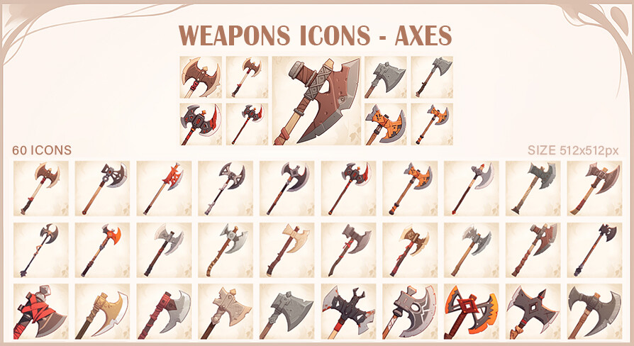 ArtStation - Weapons icons - Axes