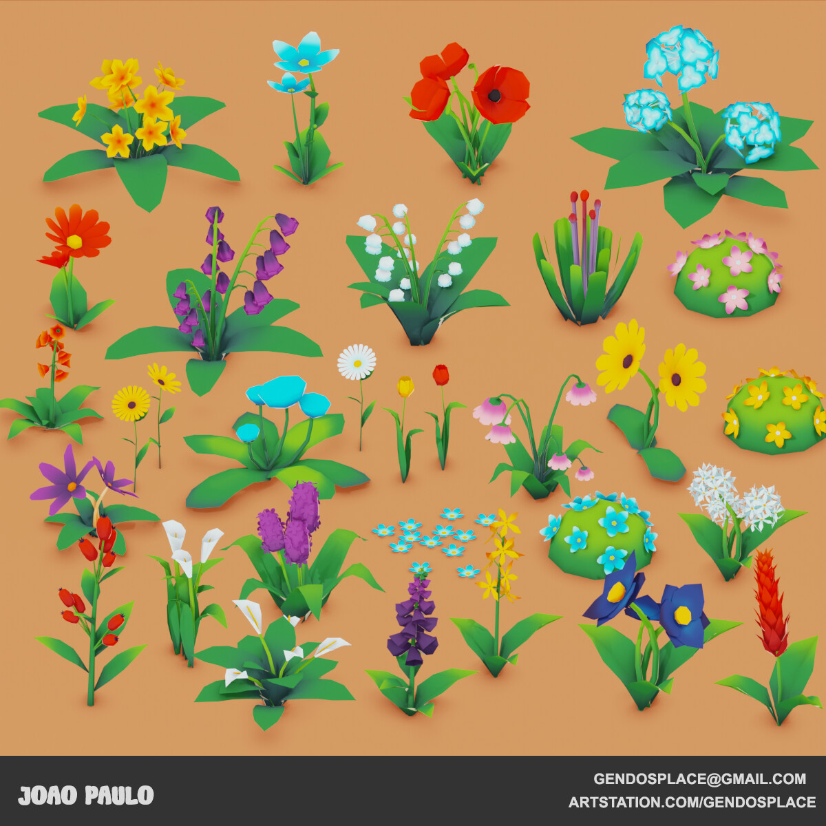 Joao Paulo - Stylized Low Poly Flowers