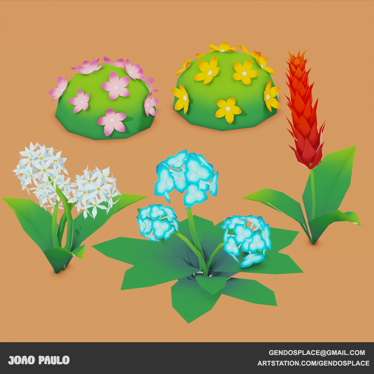 Joao Paulo - Stylized Low Poly Flowers