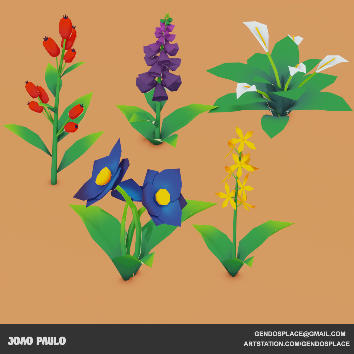 Joao Paulo - Stylized Low Poly Flowers