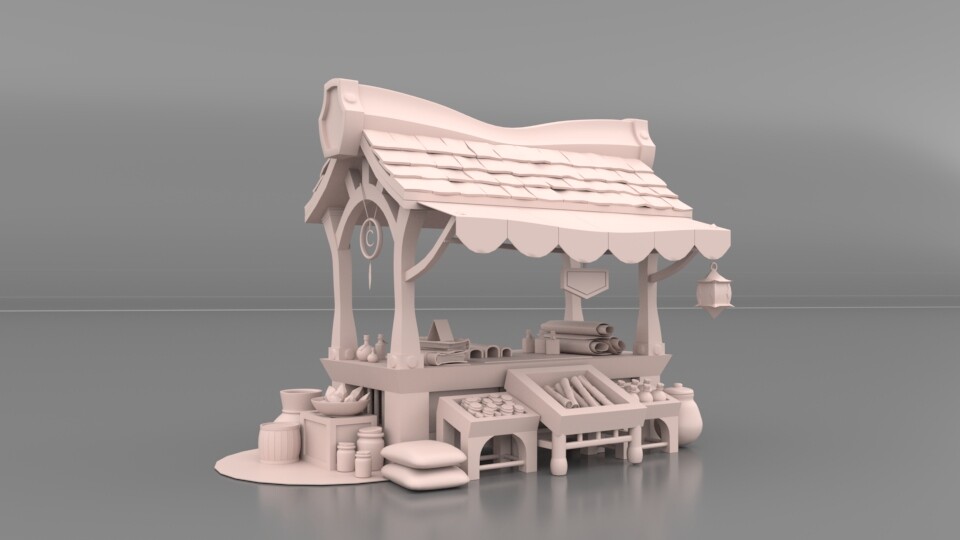 ArtStation - Fantasy Market Stall (WIP)