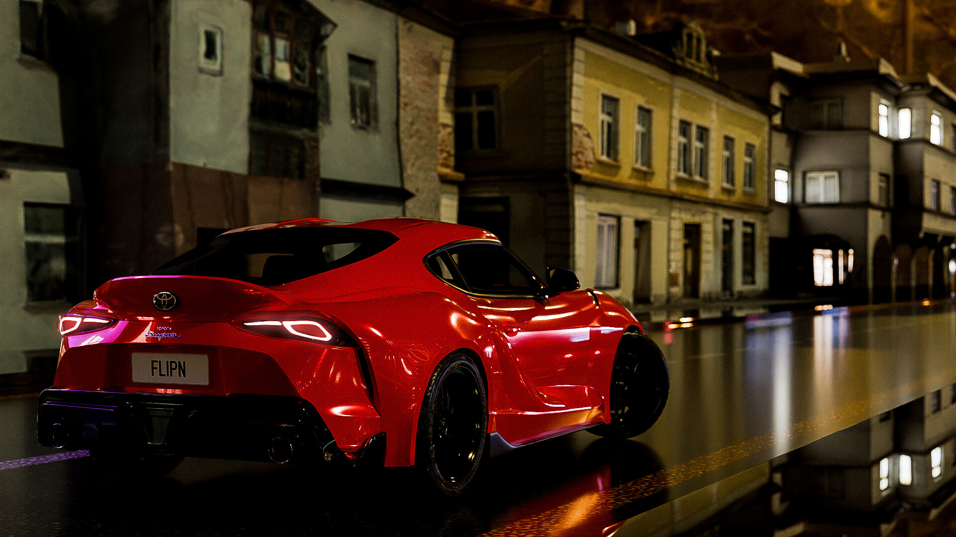 ArtStation - Toyota Supra Night Scene Render